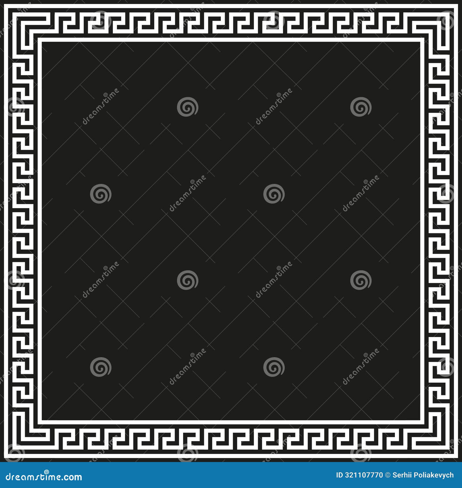 Greek Key Border. Black Background. Vector Design Stock Vector ...