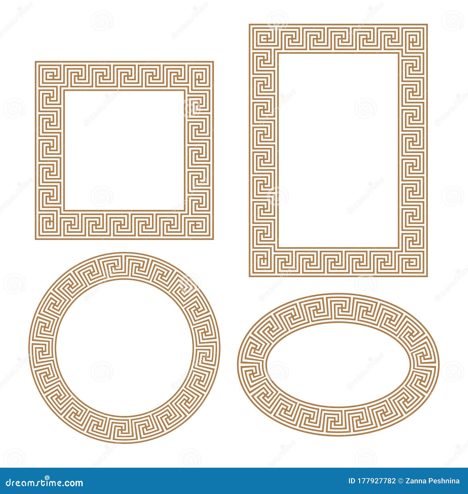 Greek Key Border Frame Round, Square Set. Vector Stock Illustration ...