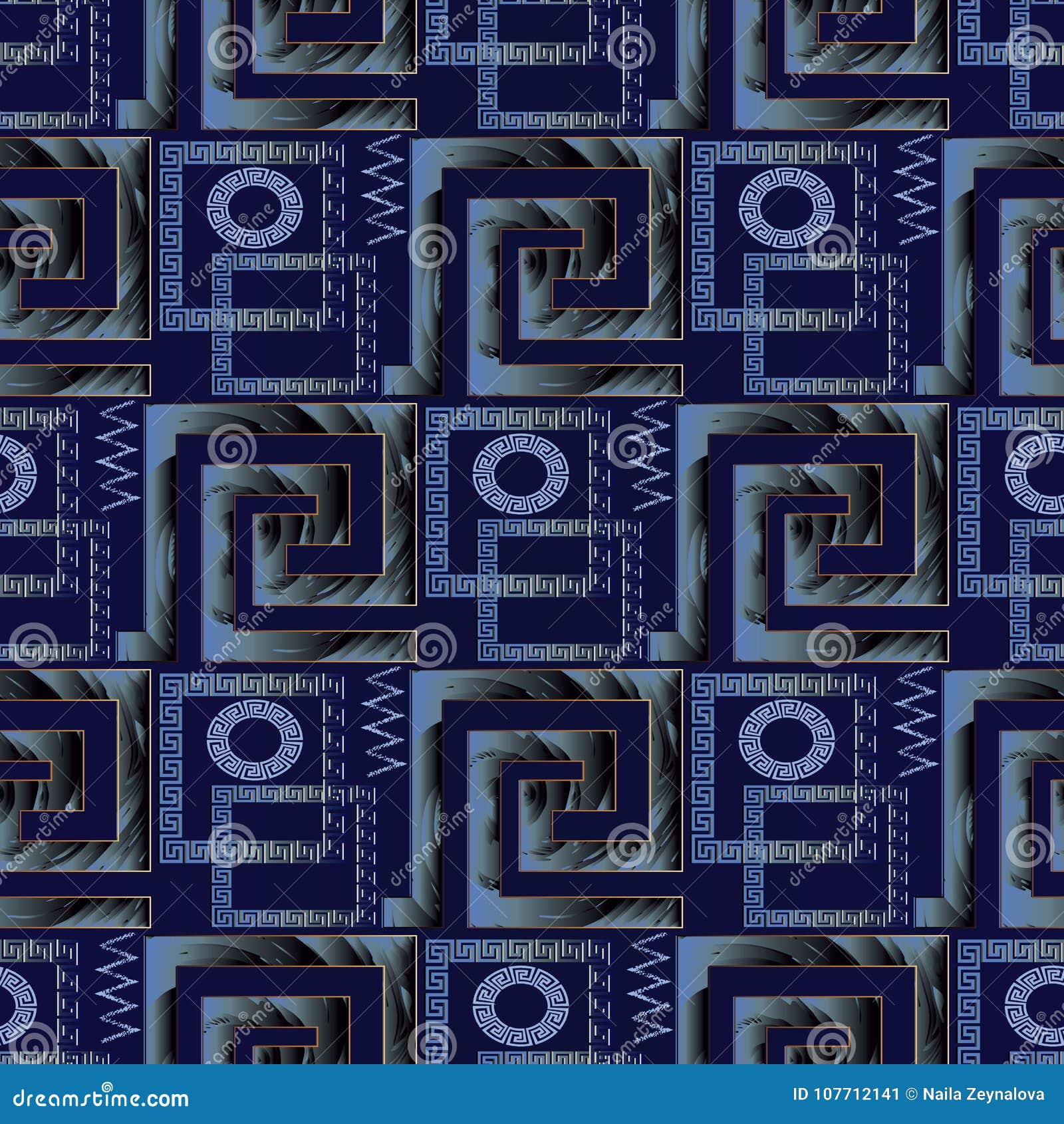 Greek Key Meander 3d Vector Seamless Pattern. Geometric Abstract Stock ...
