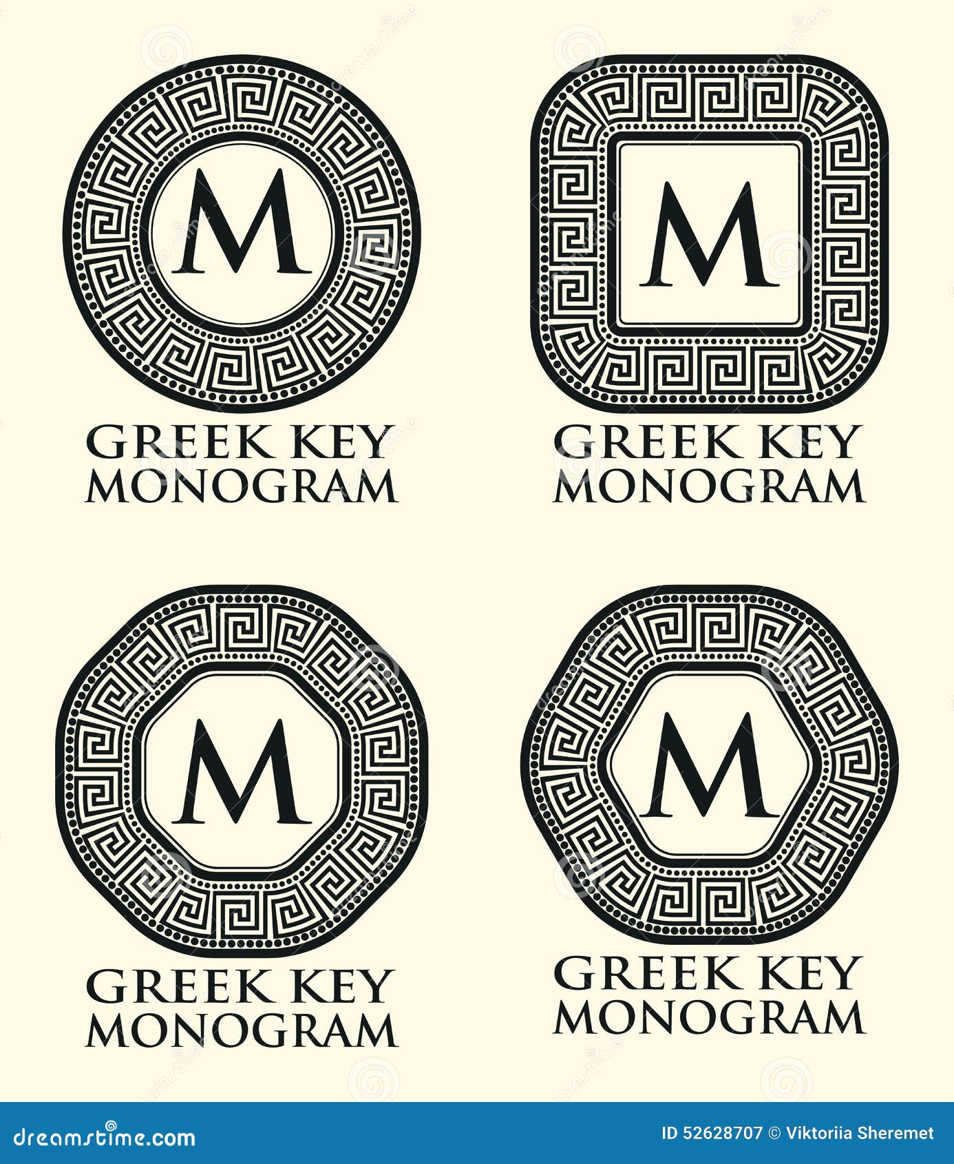 Greek Key Ornament Monogram Set, Vector Stock Vector - Illustration of ...