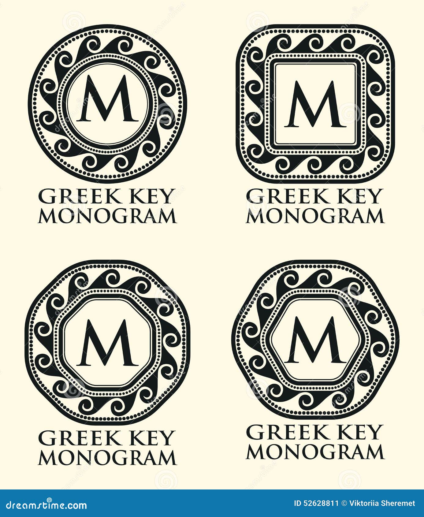 Greek Key Ornament Monogram Set, Vector Stock Vector - Illustration of ...