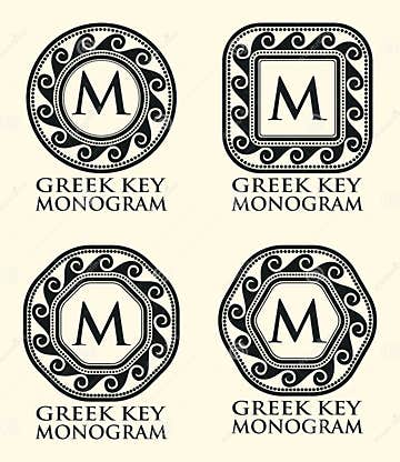 Greek Key Ornament Monogram Set, Vector Stock Vector - Illustration of ...