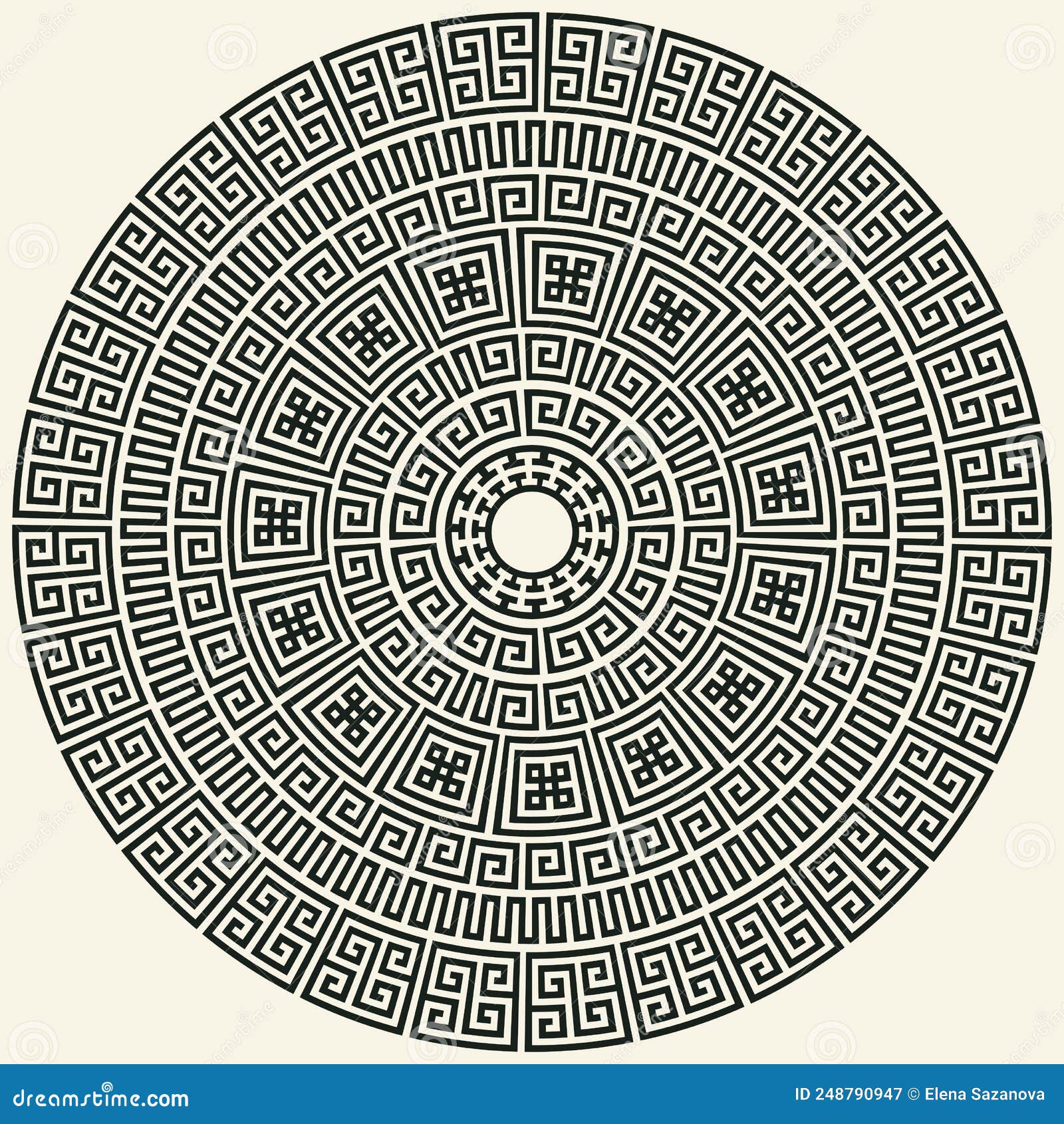 Greek Key Pattern, Round Frame Collection. Decorative Ancient Meander ...