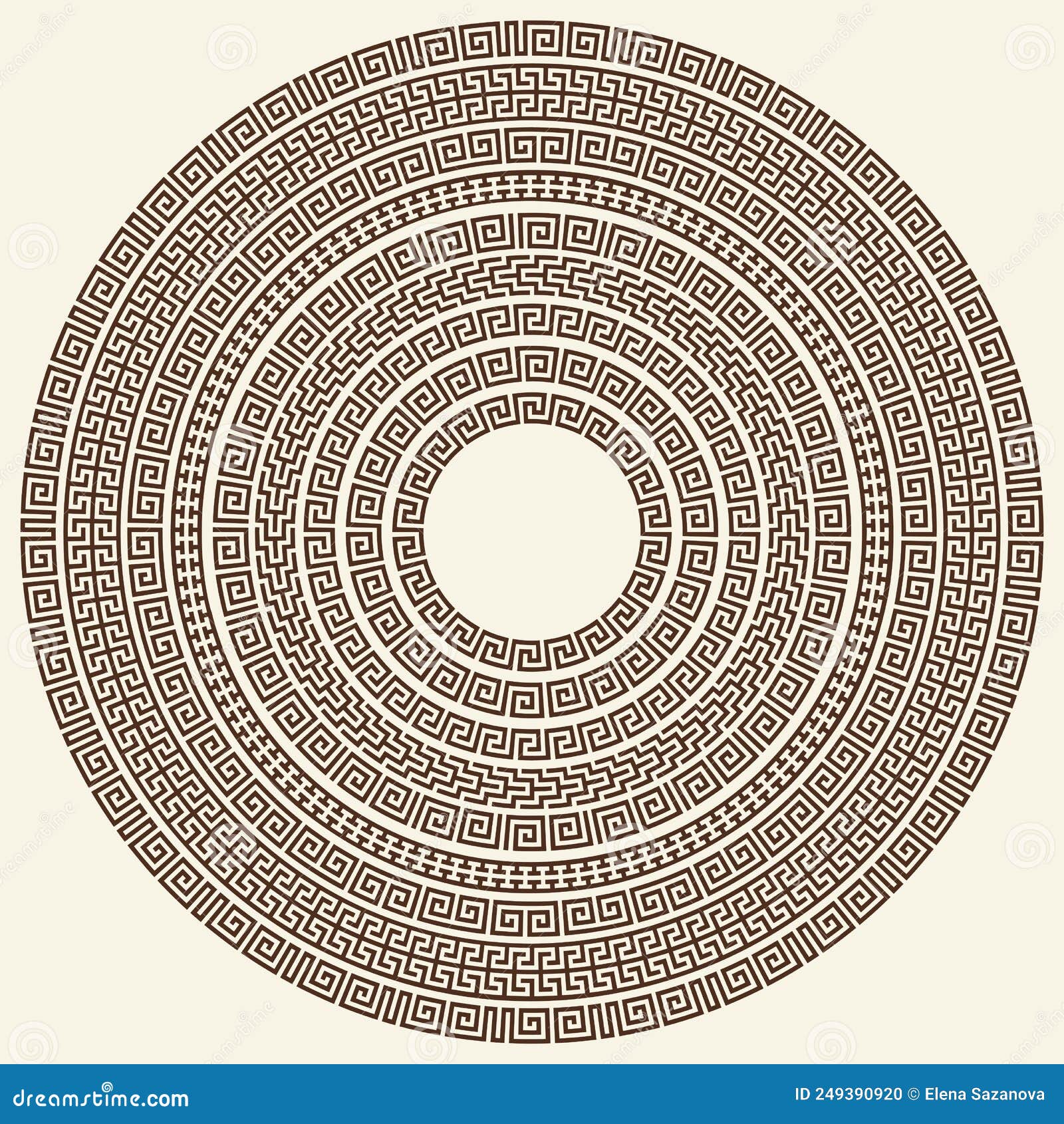 Greek Key Pattern, Round Frames Collection. Decorative Ancient Meander ...