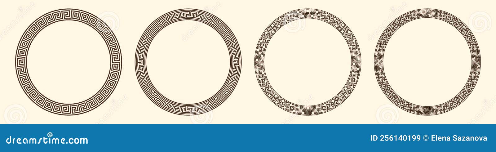 Greek Key Pattern, Round Frames Collection. Decorative Ancient Meander ...