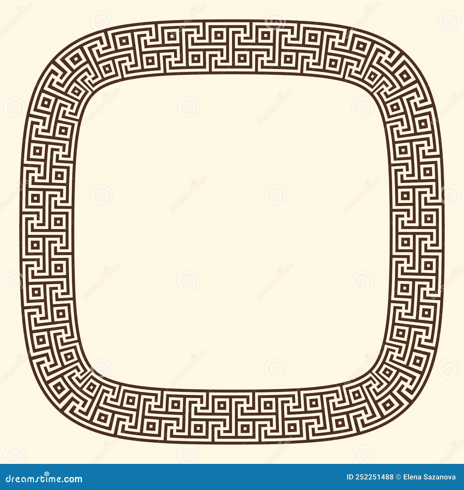 Greek Key Pattern, Rounded Square Frame. Decorative Ancient Meander ...