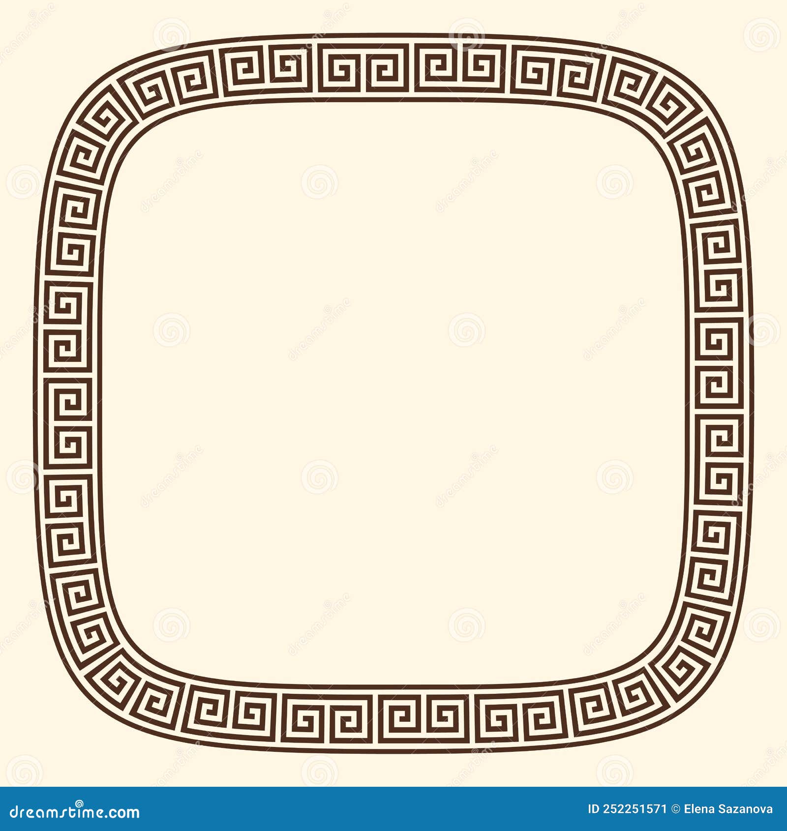 Greek Key Pattern, Rounded Square Frame. Decorative Ancient Meander ...