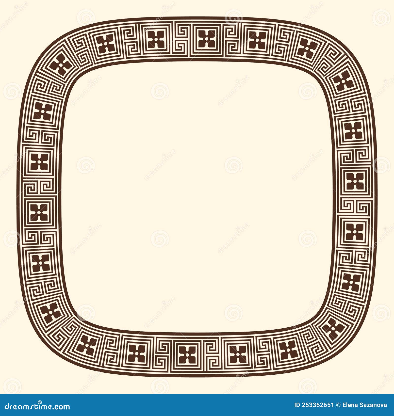 Greek Key Pattern, Rounded Square Frame. Decorative Ancient Meander ...