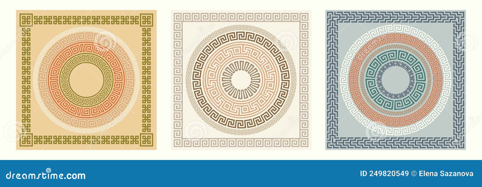 Greek Key Pattern, Square Ans Round Frames Collection. Decorative ...