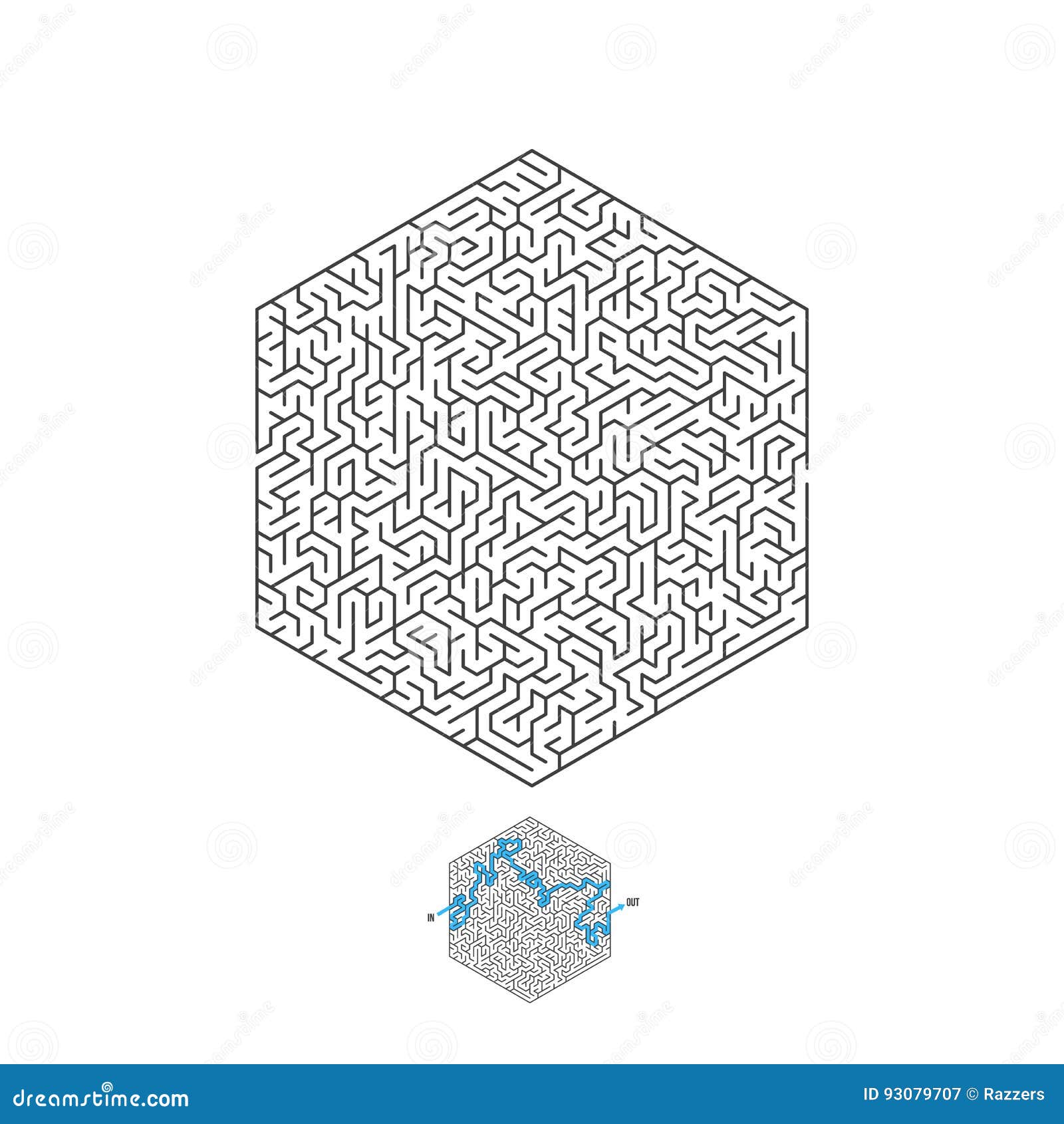Greek Maze Puzzle Challenge with Solution Stock Vector - Illustration ...