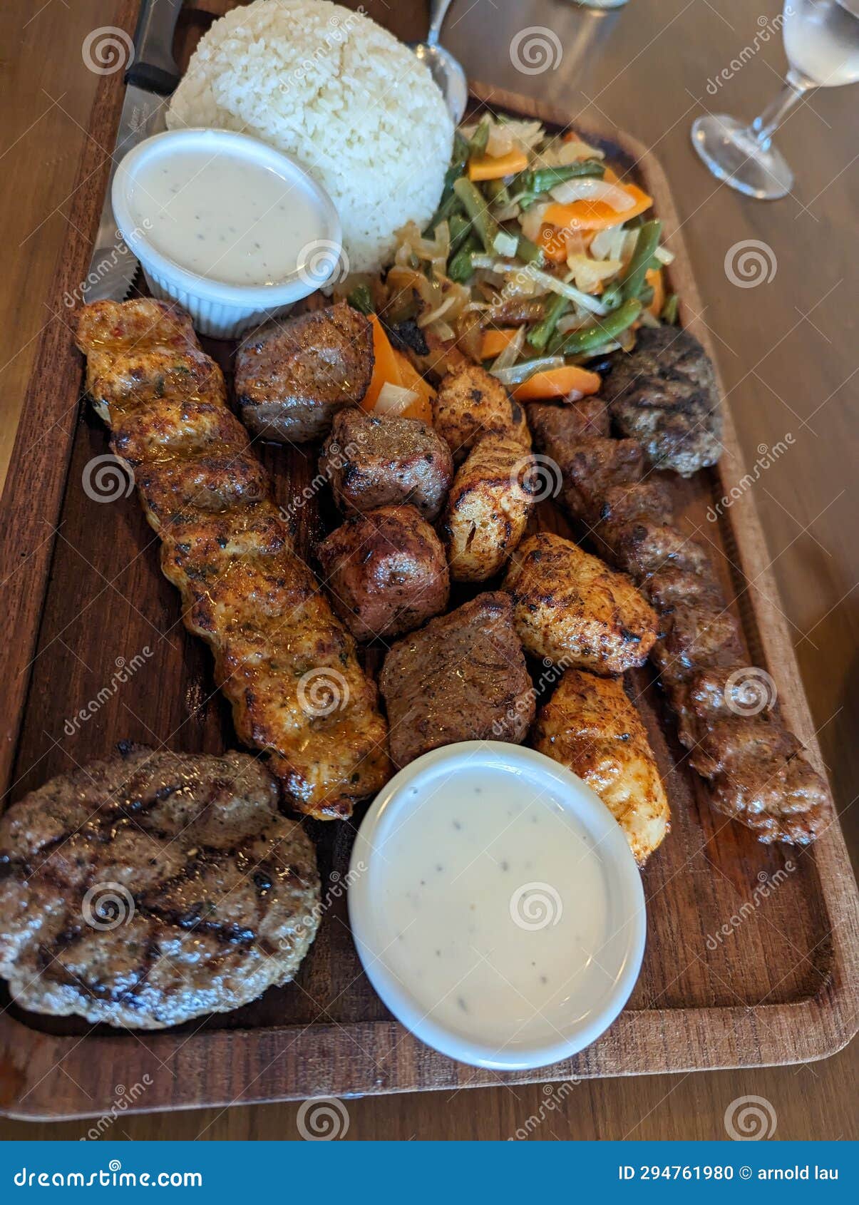 Greek Meat BBQ Platter Kebabs Chicken Lamb Stock Photo - Image of lamb ...