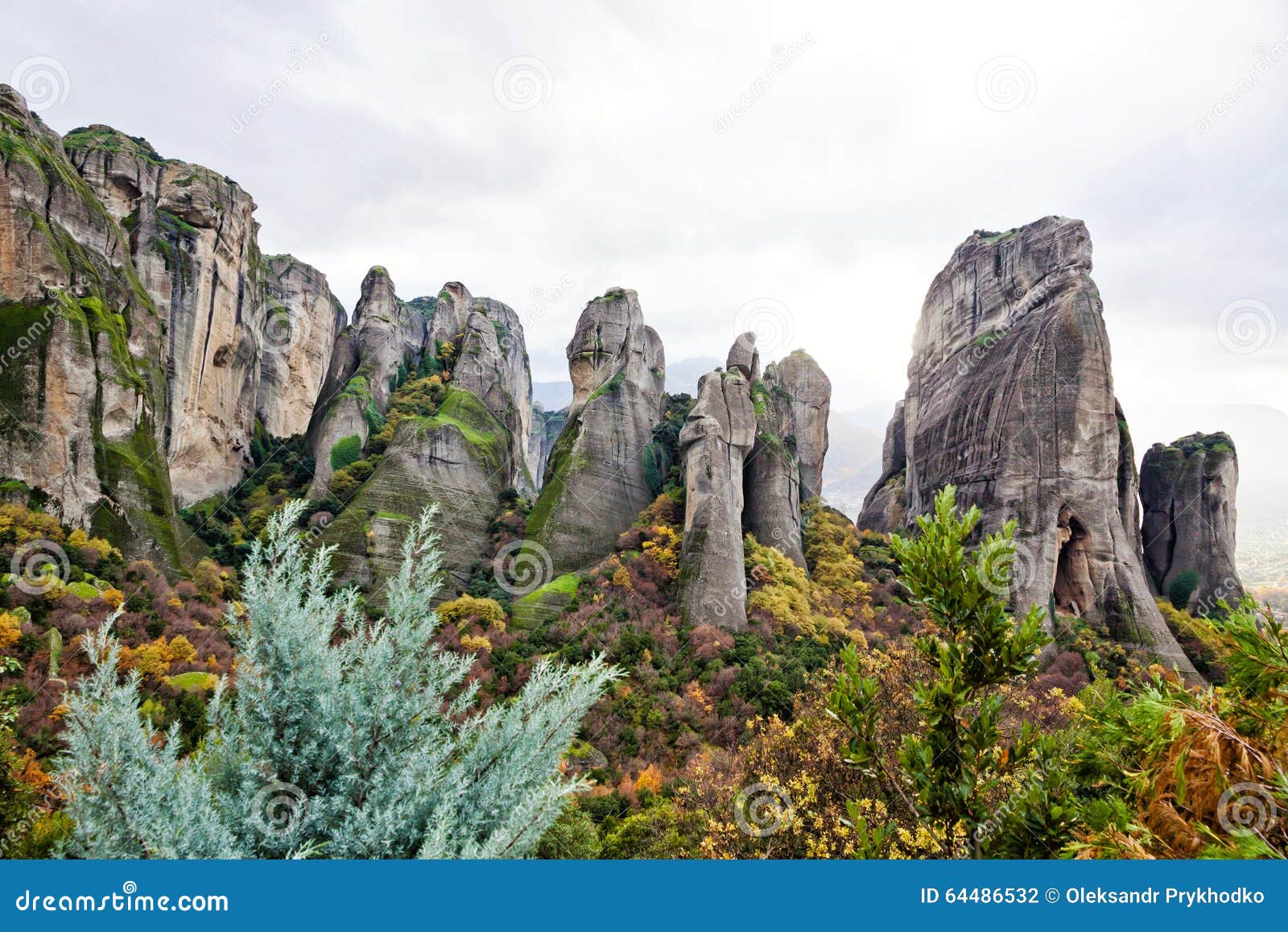 Greek Monasteries Surrounded by Cliffs, Meteora, Greece Stock Photo ...