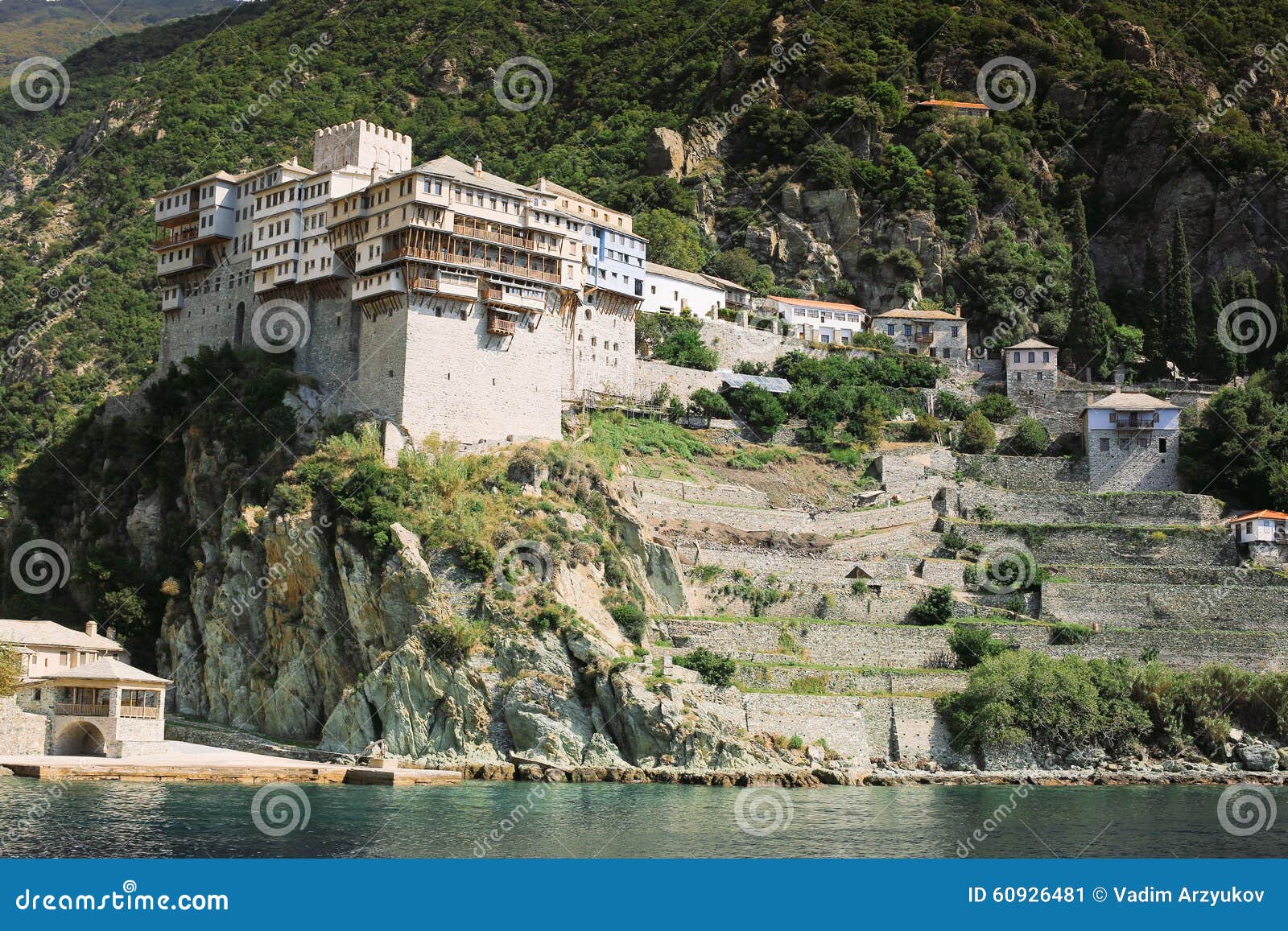 Greek Monastery on the Mediterranean Coast Stock Image - Image of clear ...