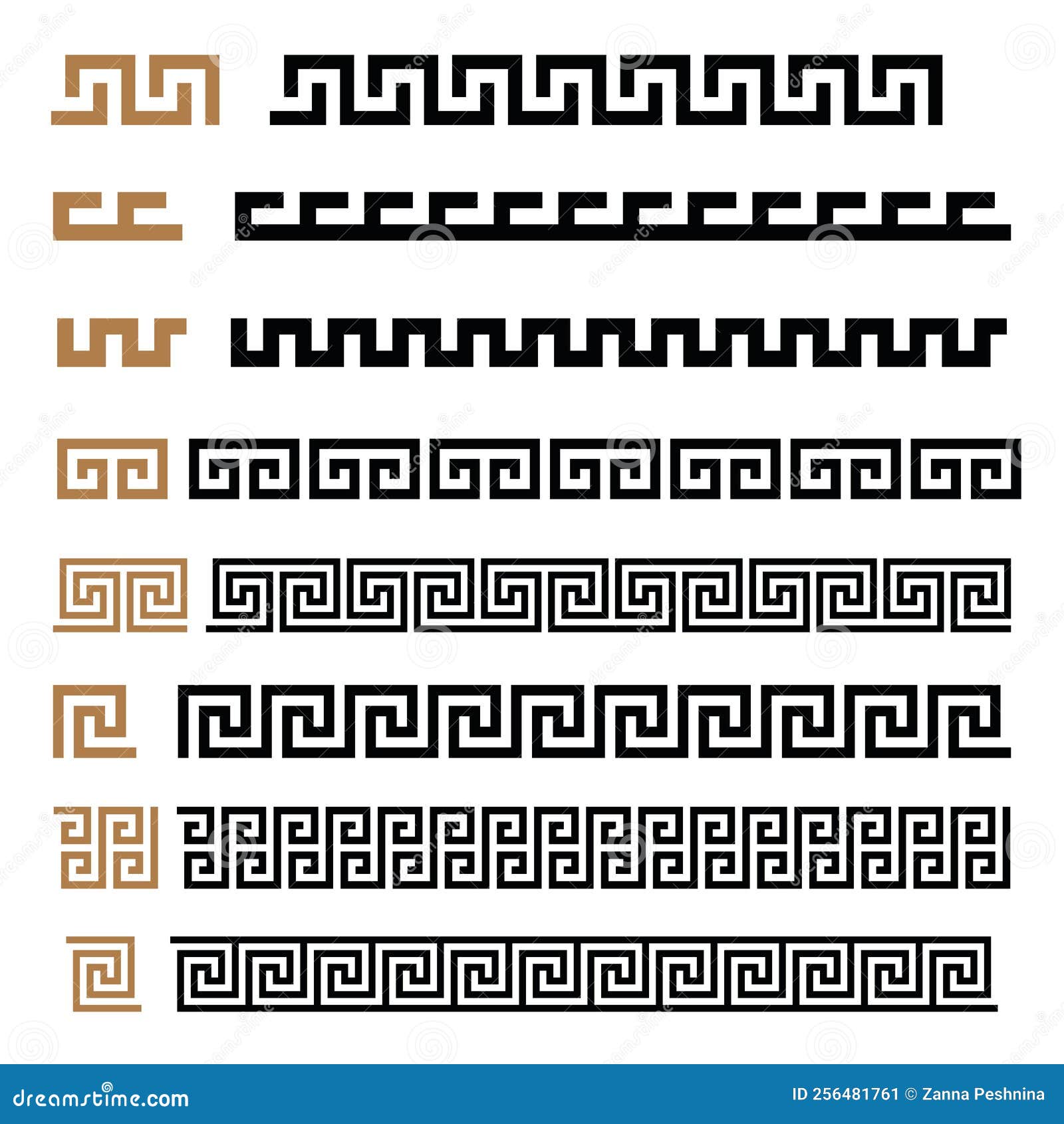 Greek Motives Vector Symbols Borders, Frames Set. Greek Key Elements ...