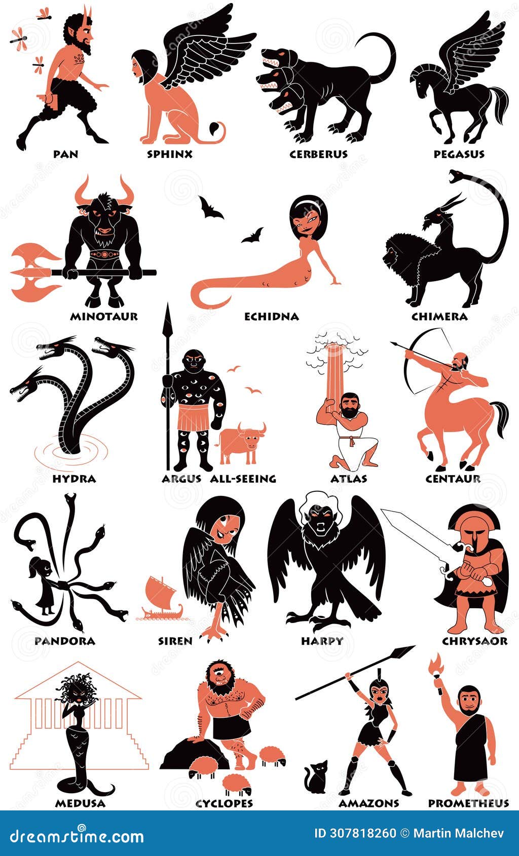 Greek Mythology Creatures stock illustration. Illustration of warrior ...
