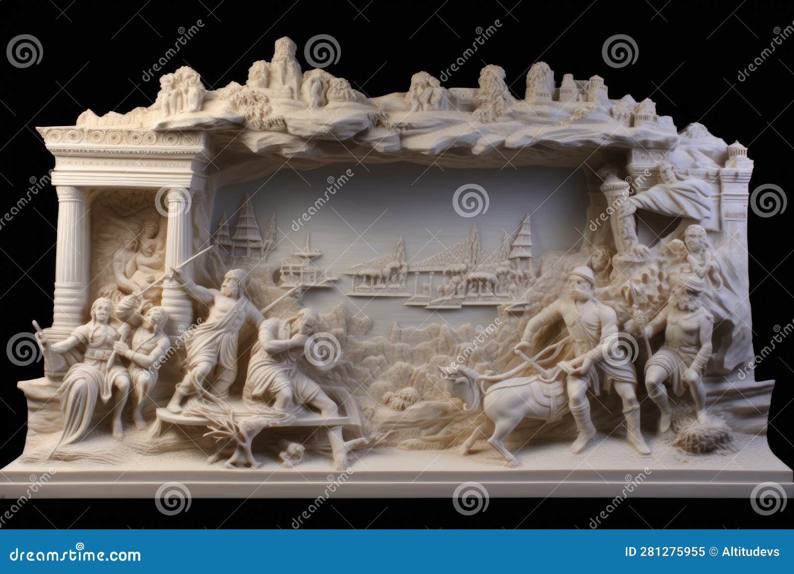 Greek Mythology Scene Carved in Marble Stock Illustration ...