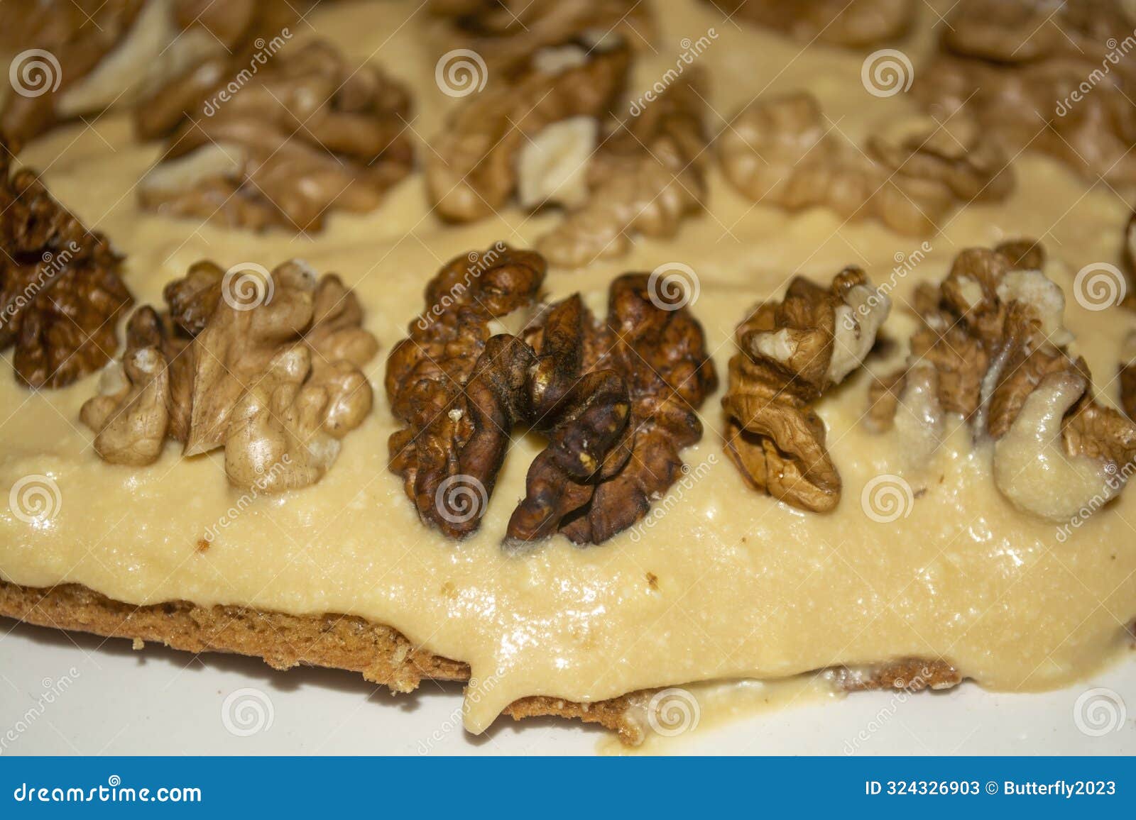Greek Nut on Sponge Cake with Cream Stock Image - Image of england ...