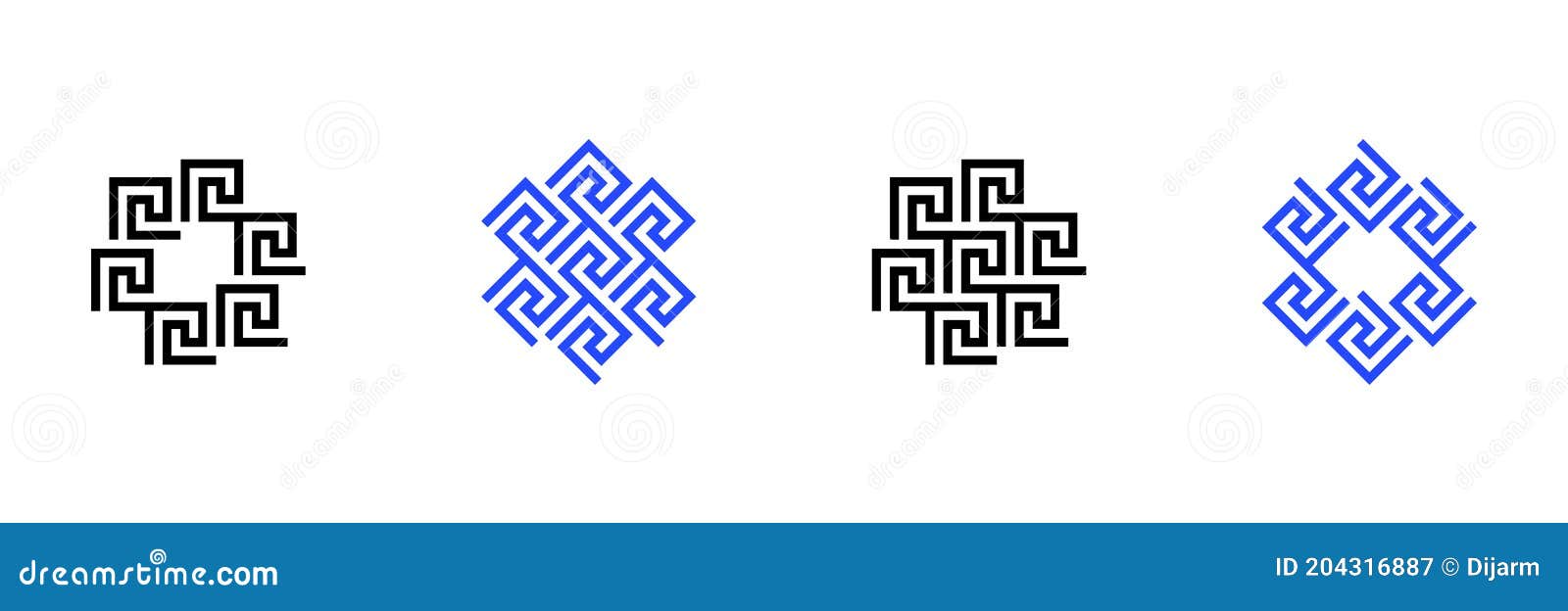 Greek Old Ancient Logo with Key Element. Blue and White Abstract ...
