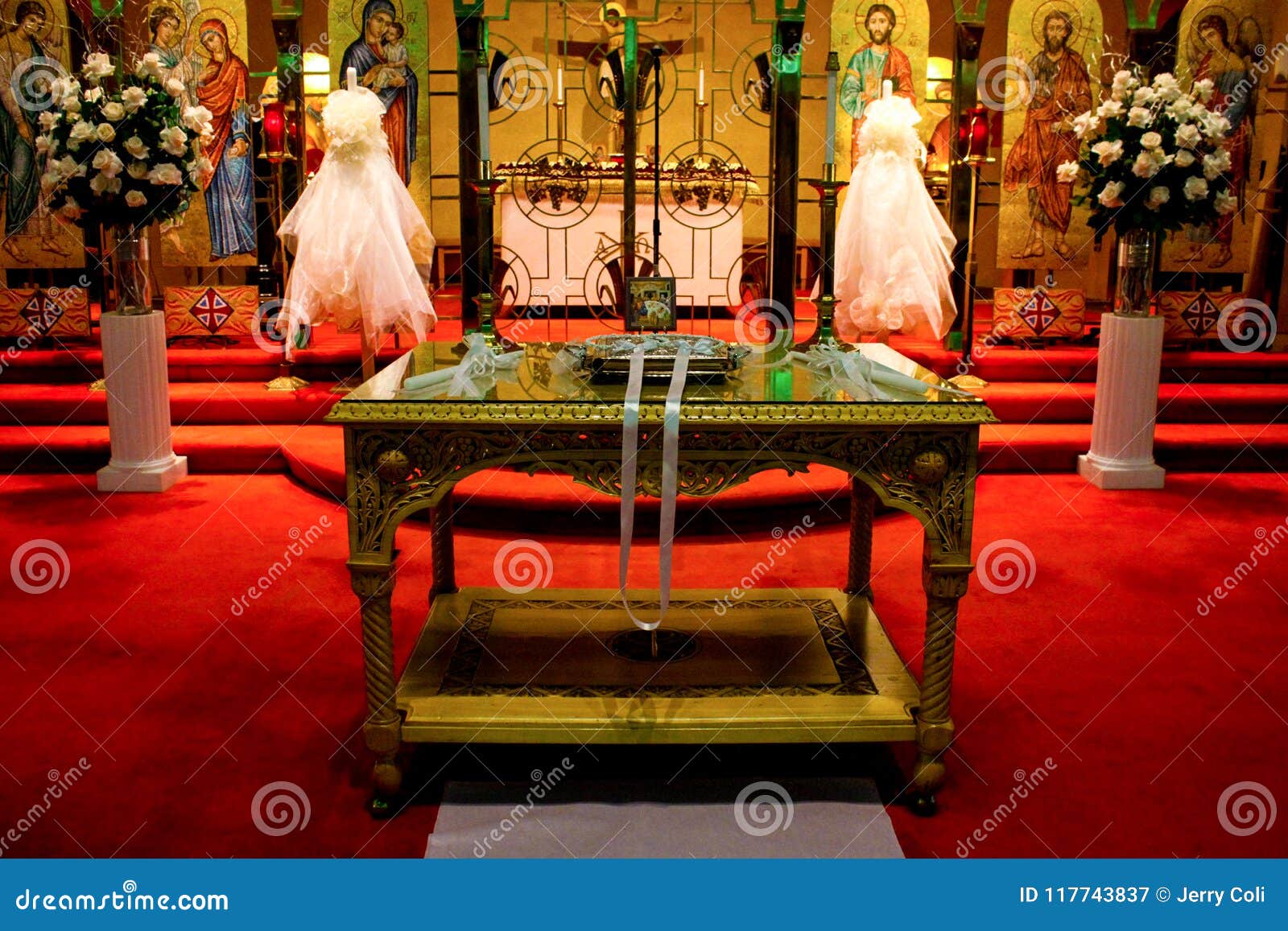 Greek Orthodox Church Prepared for a Wedding Stock Image - Image of ...