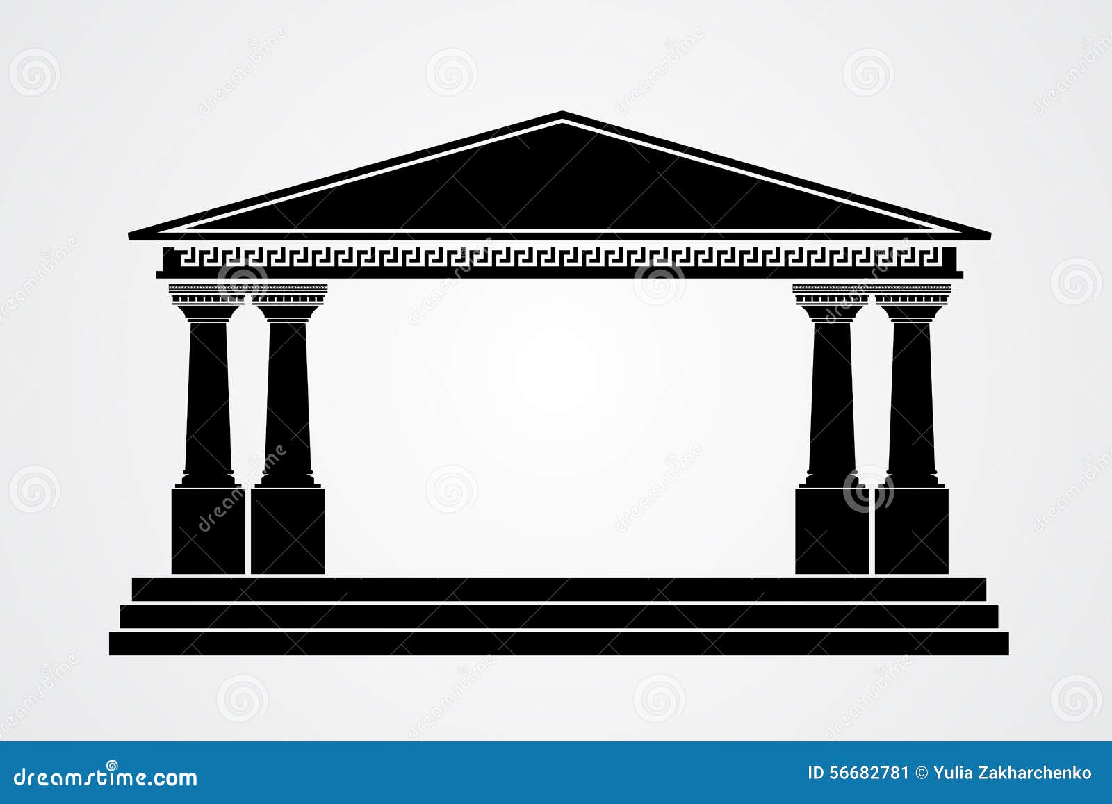 Greek Parthenon Silhouette Isolated on White Stock Vector ...