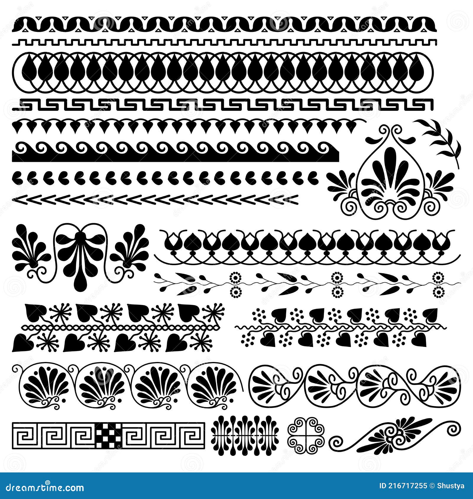 Greek Patterns Set on White Background Vector Illustration Stock Vector ...