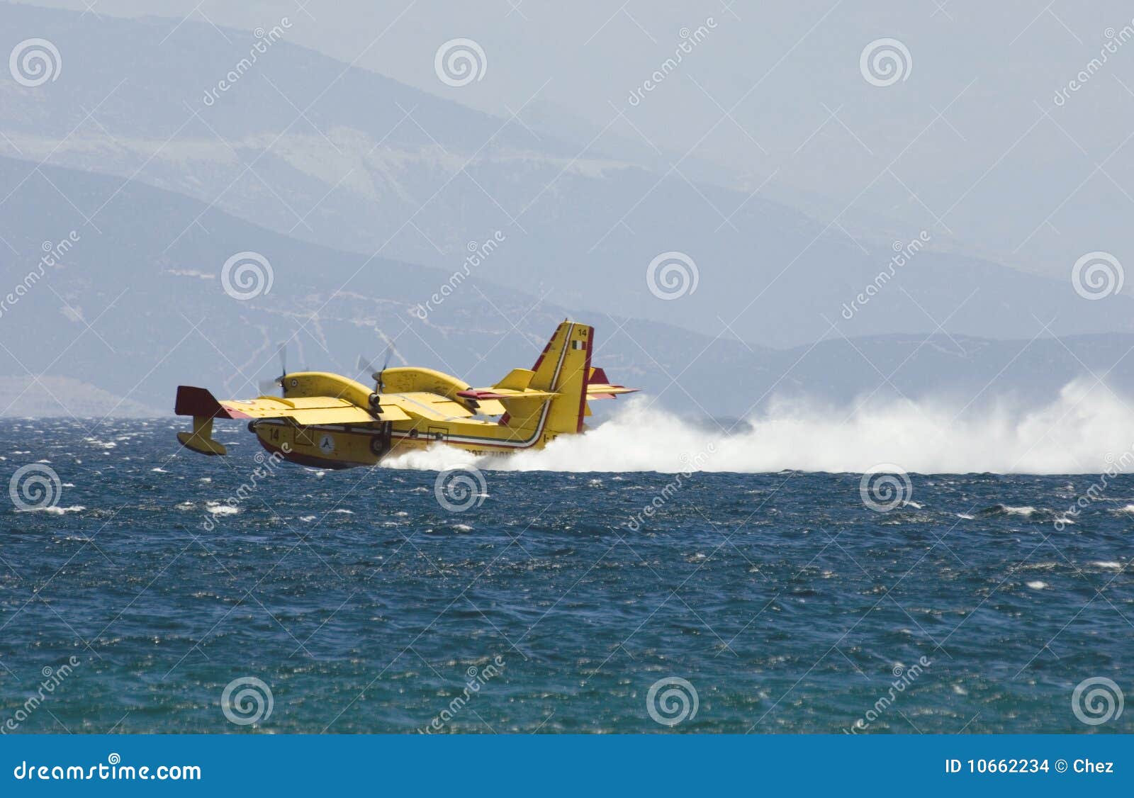 Greek Pilot Collects Water To Drop on Fires Editorial Stock Image ...