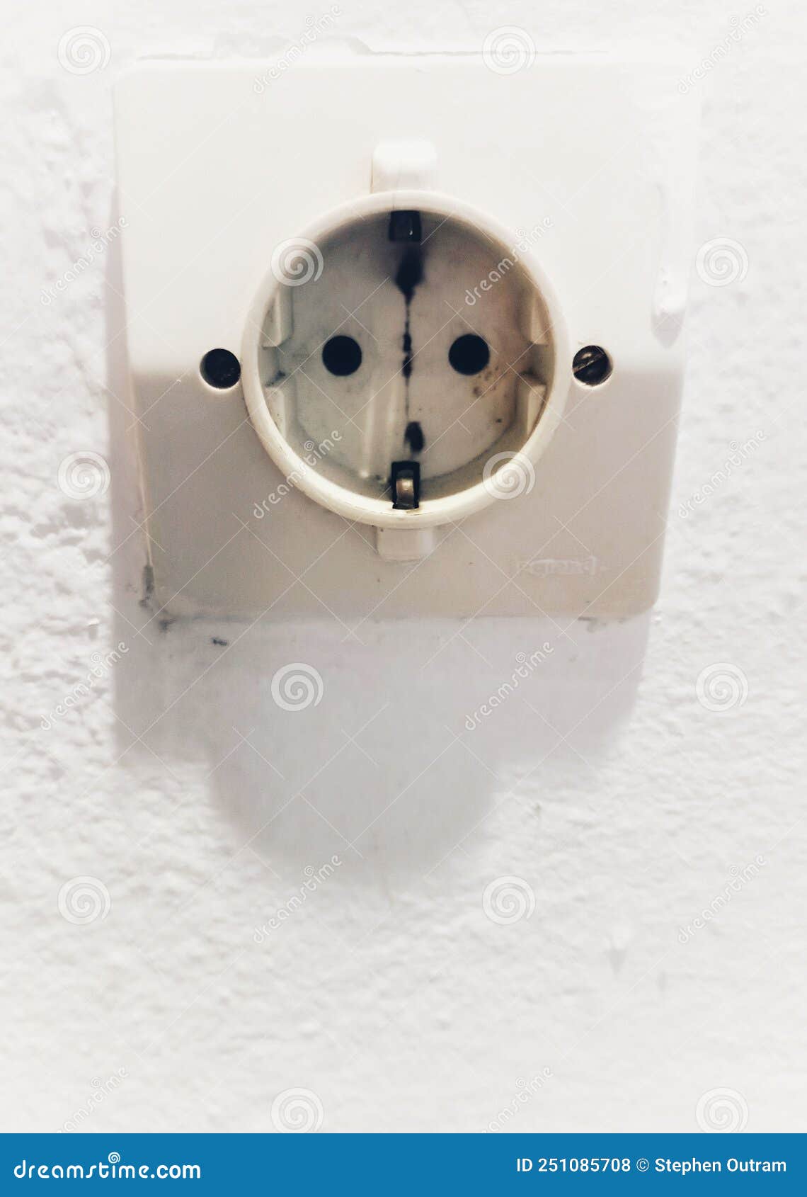 Greek 2 Pin Electric Wall Socket. Close Up. Stock Photo - Image of ...