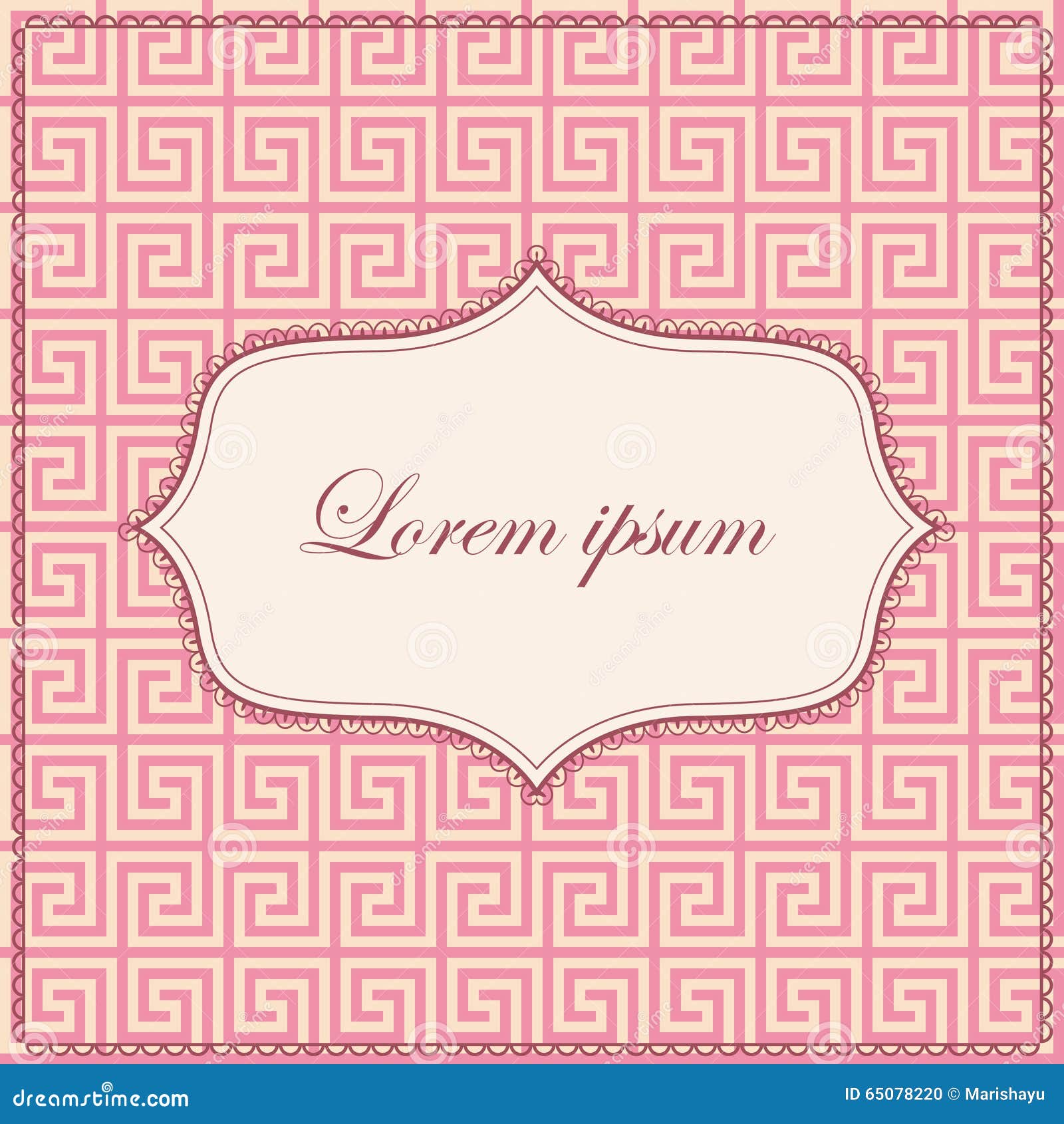 Greek Pink Pattern Background with Banner and Frame Stock Vector ...