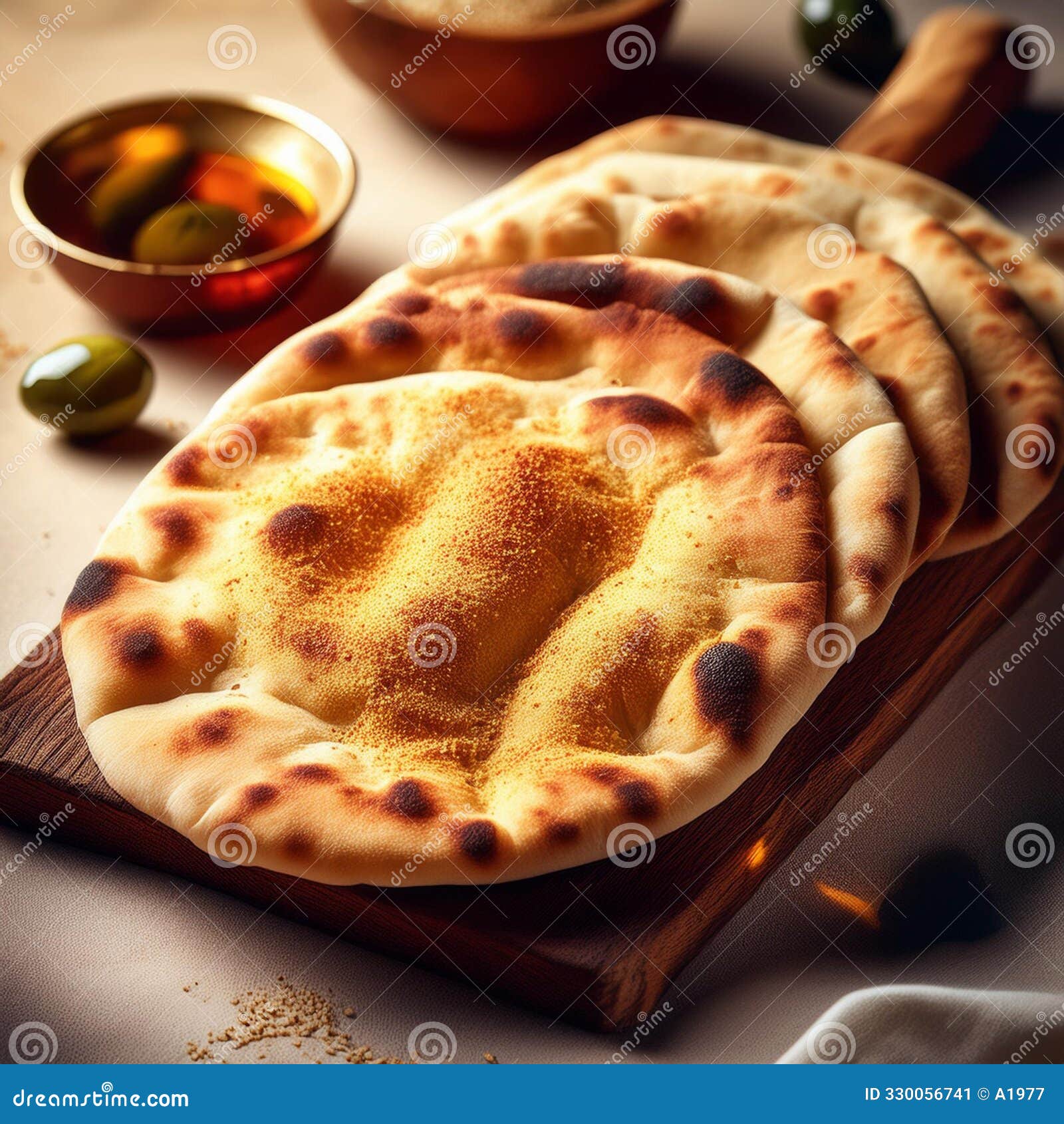 Greek pita, AI generated stock illustration. Illustration of europe ...