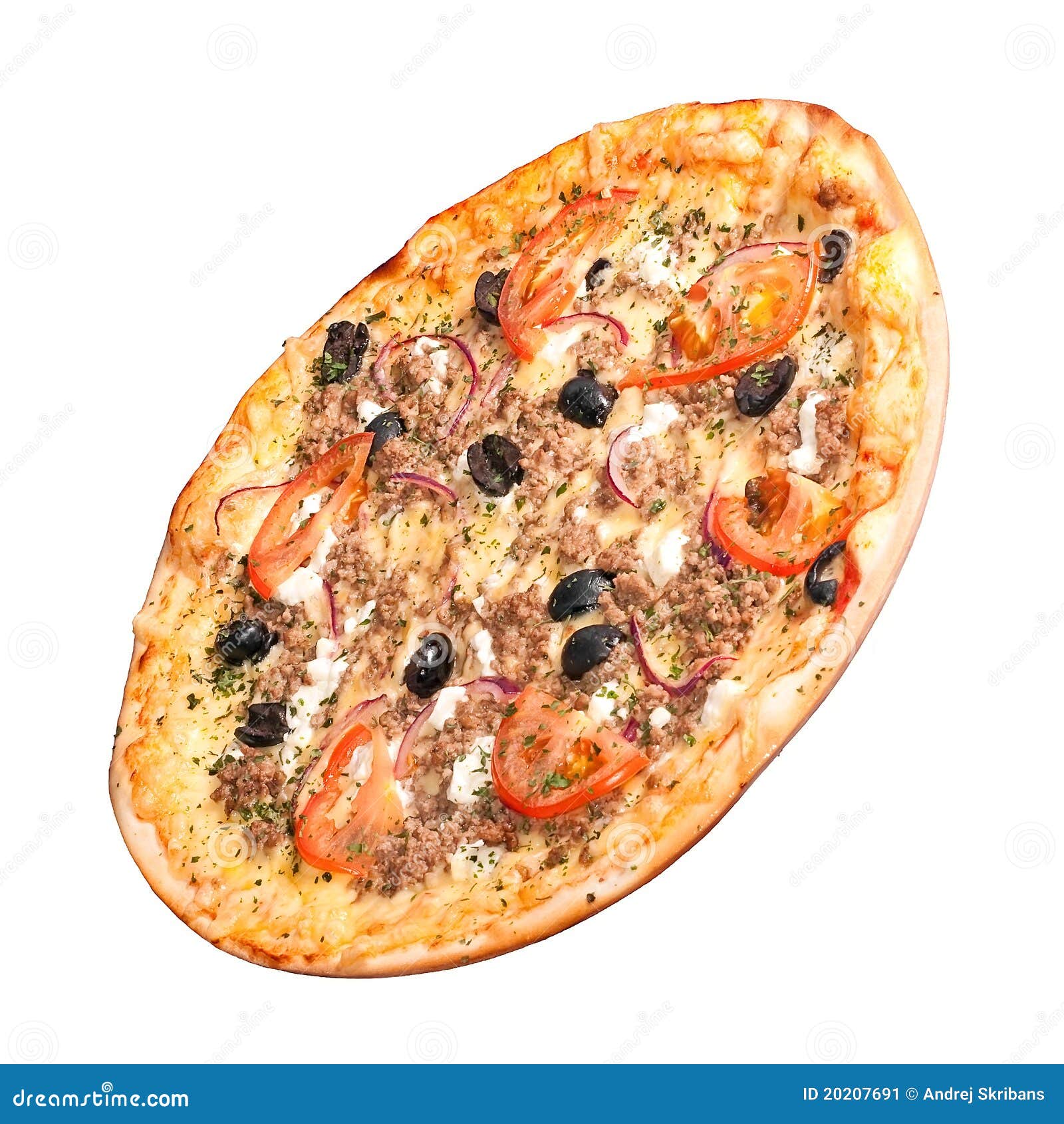 Greek pizza stock image. Image of circle, cuisine, feta - 20207691