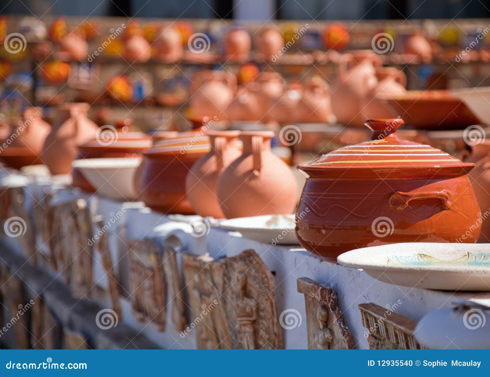 Greek Pottery Market on Crete Stock Photo - Image of traditional ...