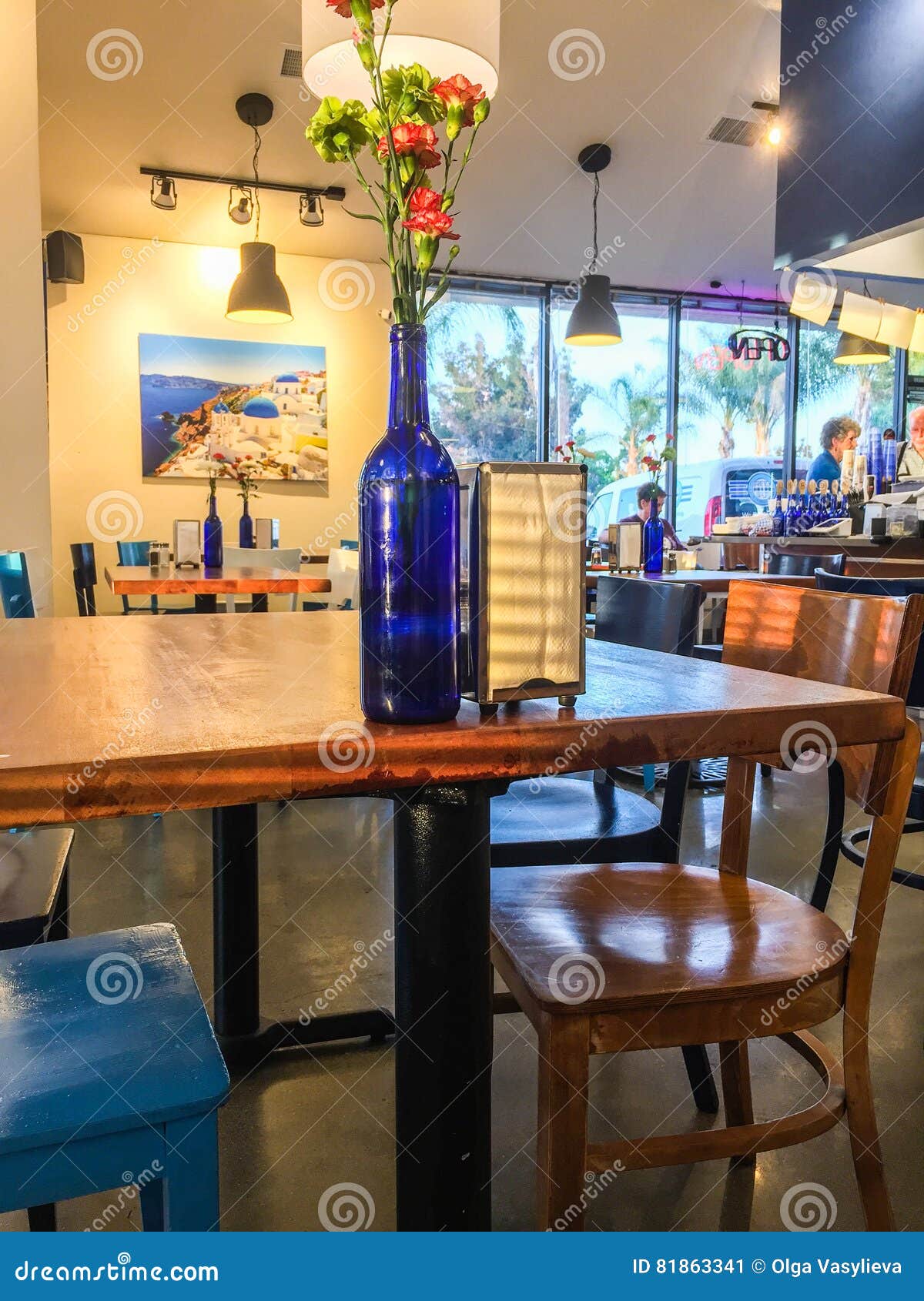 Greek restaurant inside editorial photo. Image of blue - 81863341