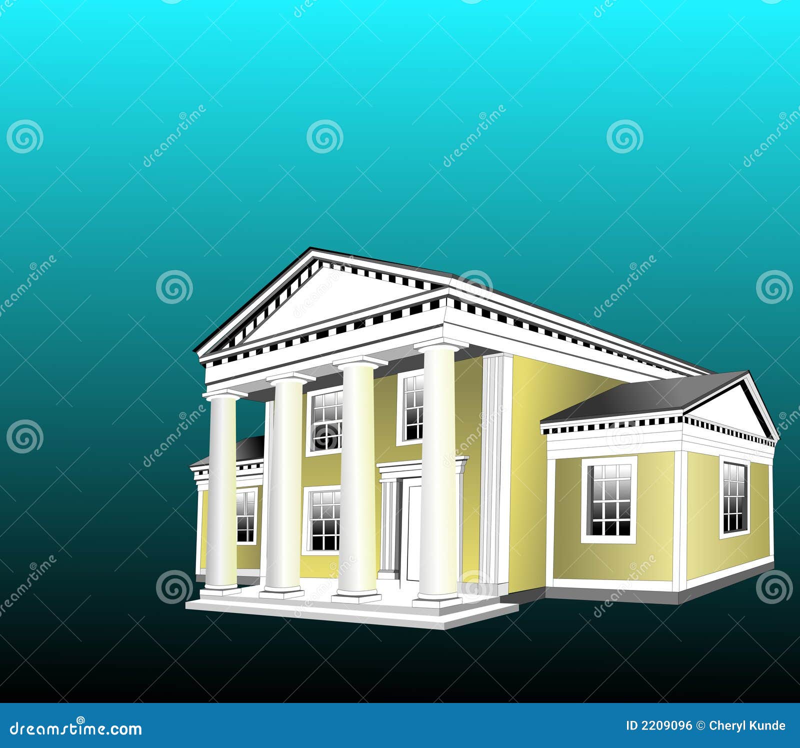 Greek Revival Mansion With Red Brick And White Columns Royalty-Free ...