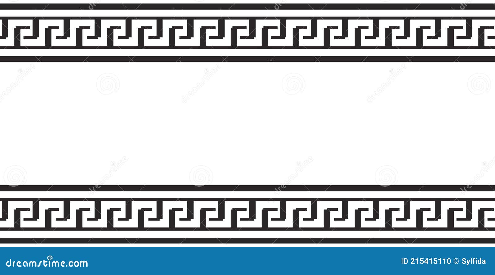 Greek Rey Border Vector Seamless Pattern, Roman Frame, Black and White ...
