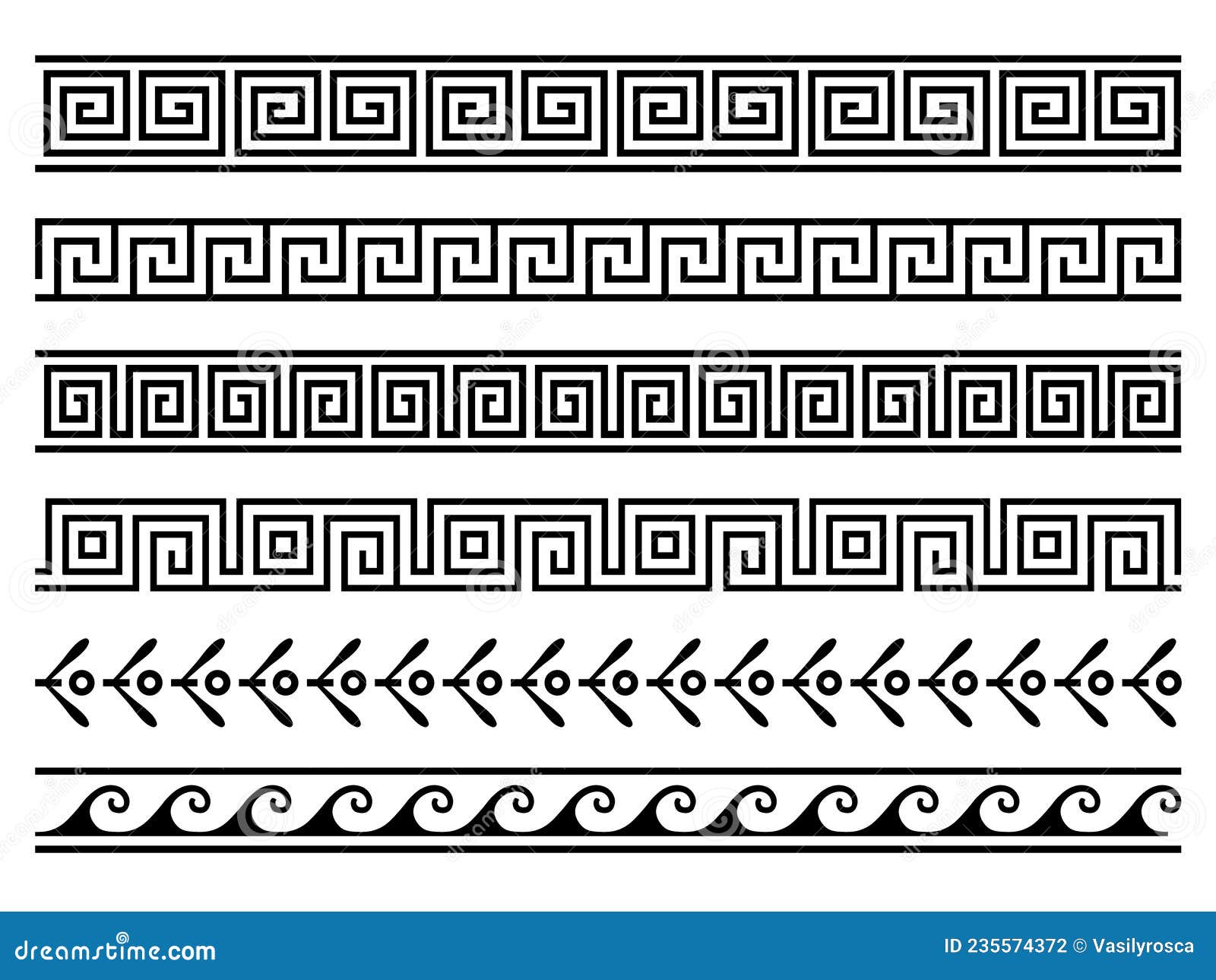 Greek Roman Pattern Border Decorative Ornament. Ancient Greek Meander ...