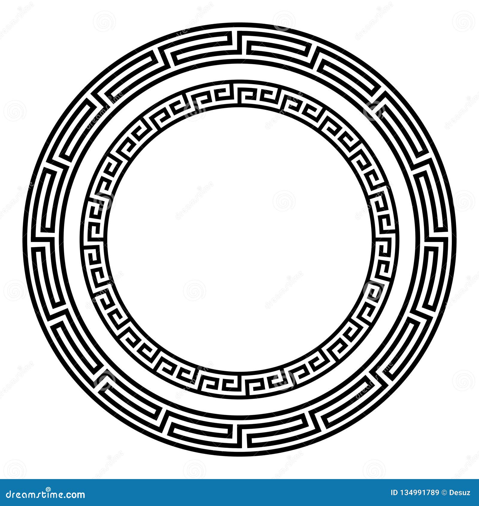 Greek Round Antique Pattern Stock Vector - Illustration of decorative ...