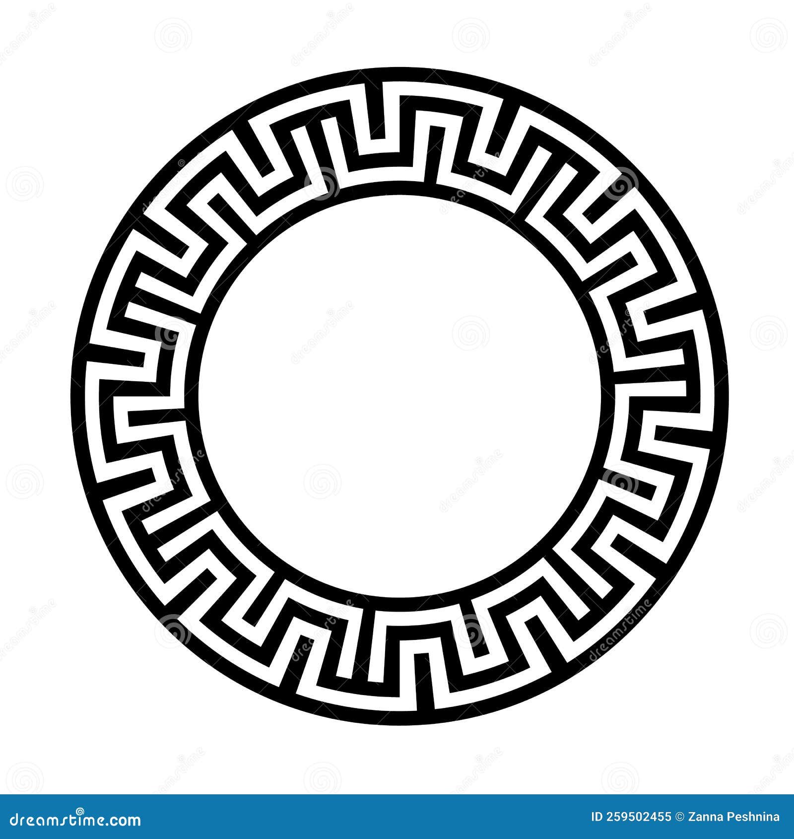 Greek Round Frame. Ancient Greek Key Black Frame Pattern, Round Antique ...