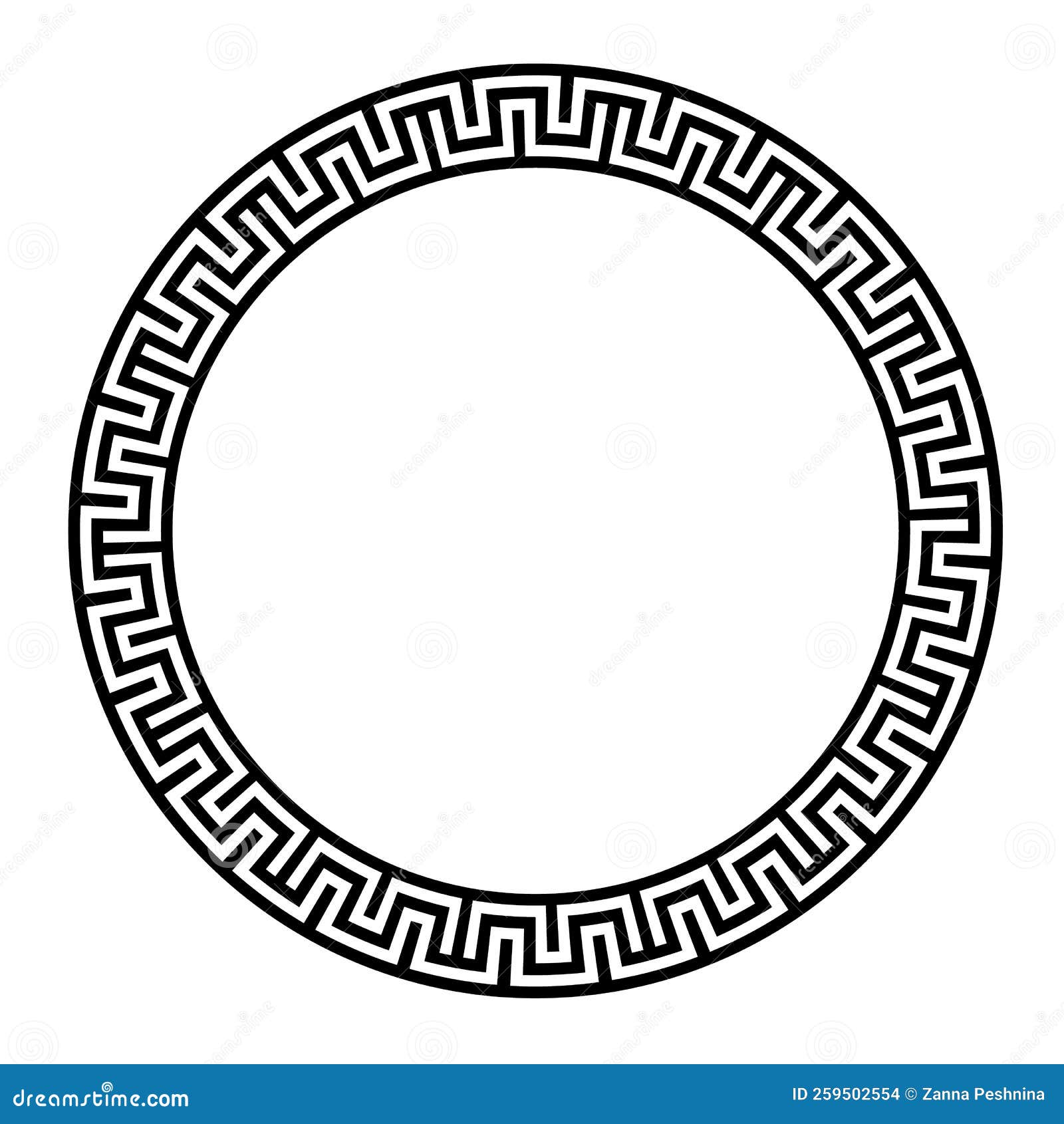 Greek Round Frame. Ancient Greek Key Black Frame Pattern, Round Antique ...