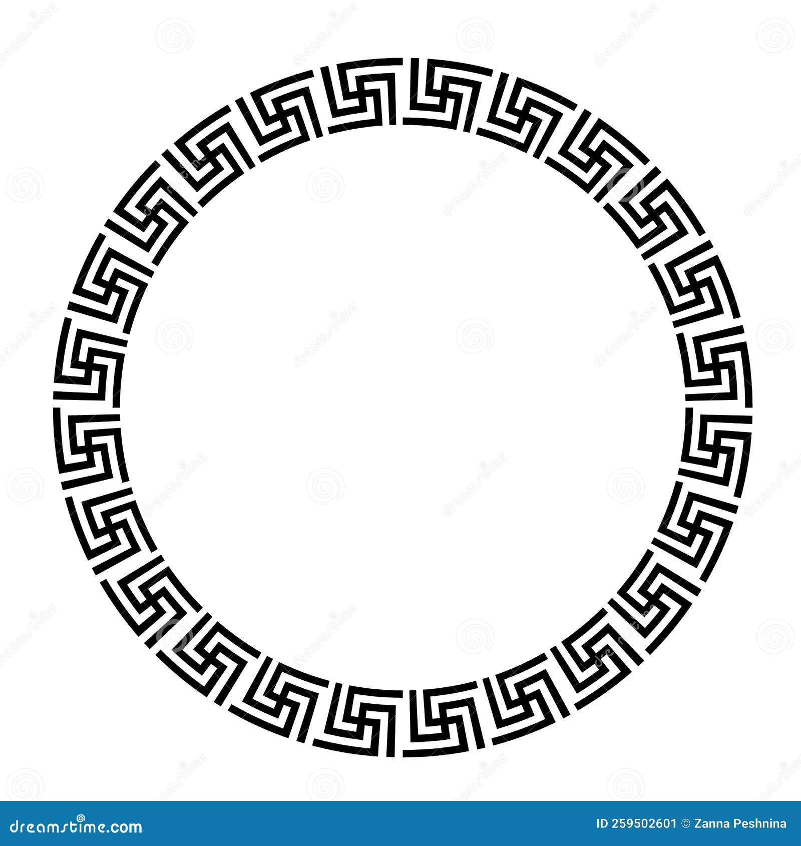 Greek Round Frame. Ancient Greek Key Black Frame Pattern, Round Antique ...