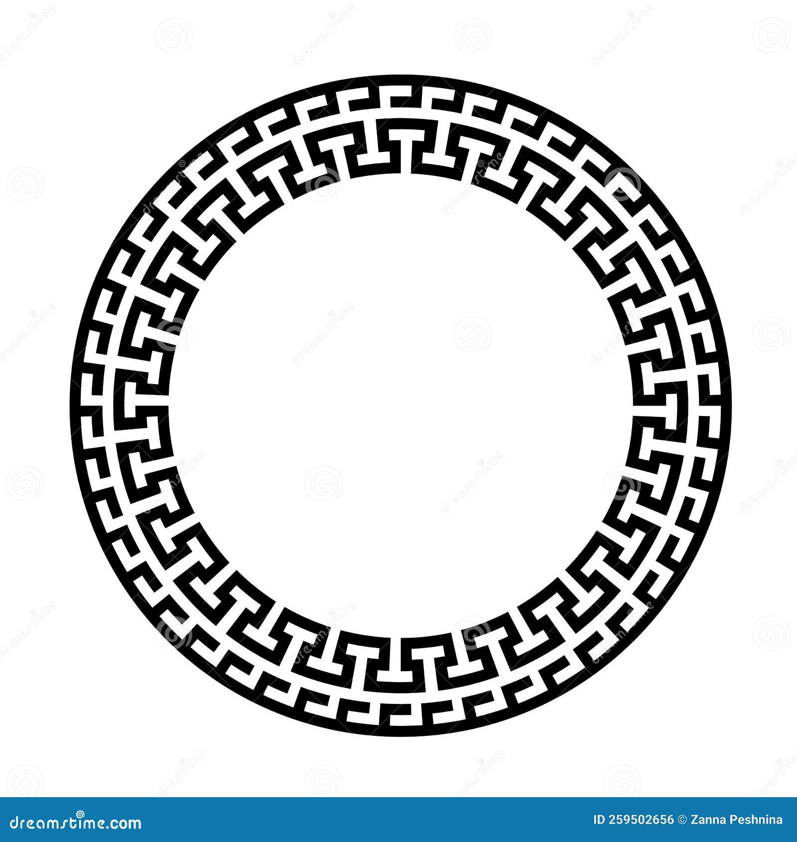 Greek Round Frame. Ancient Greek Key Black Frame Pattern, Round Antique ...