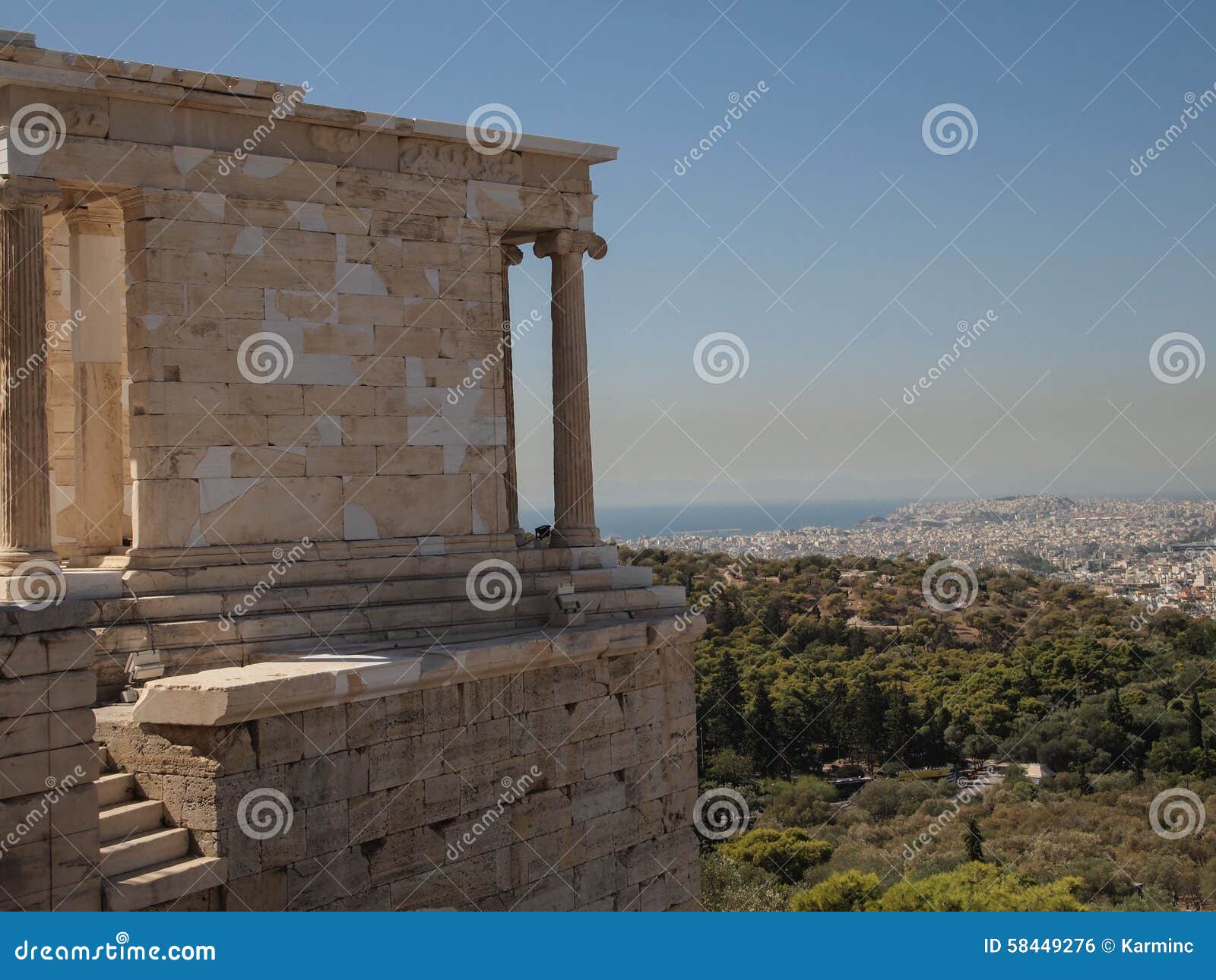 Greek Ruins Overlooking Athens in Greece Stock Photo - Image of ...