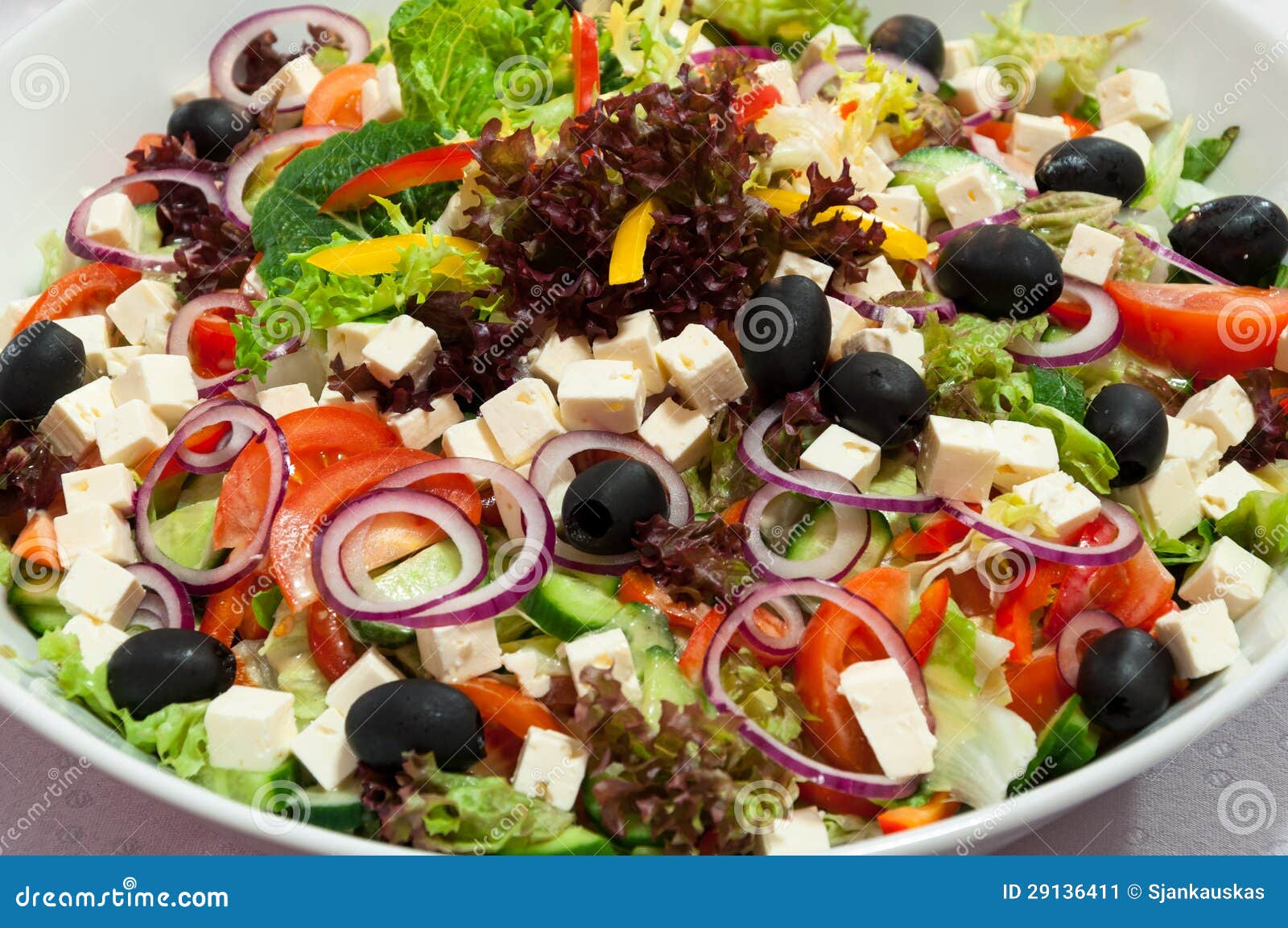 Greek salad bowl stock image. Image of bowl, appetizer - 29136411