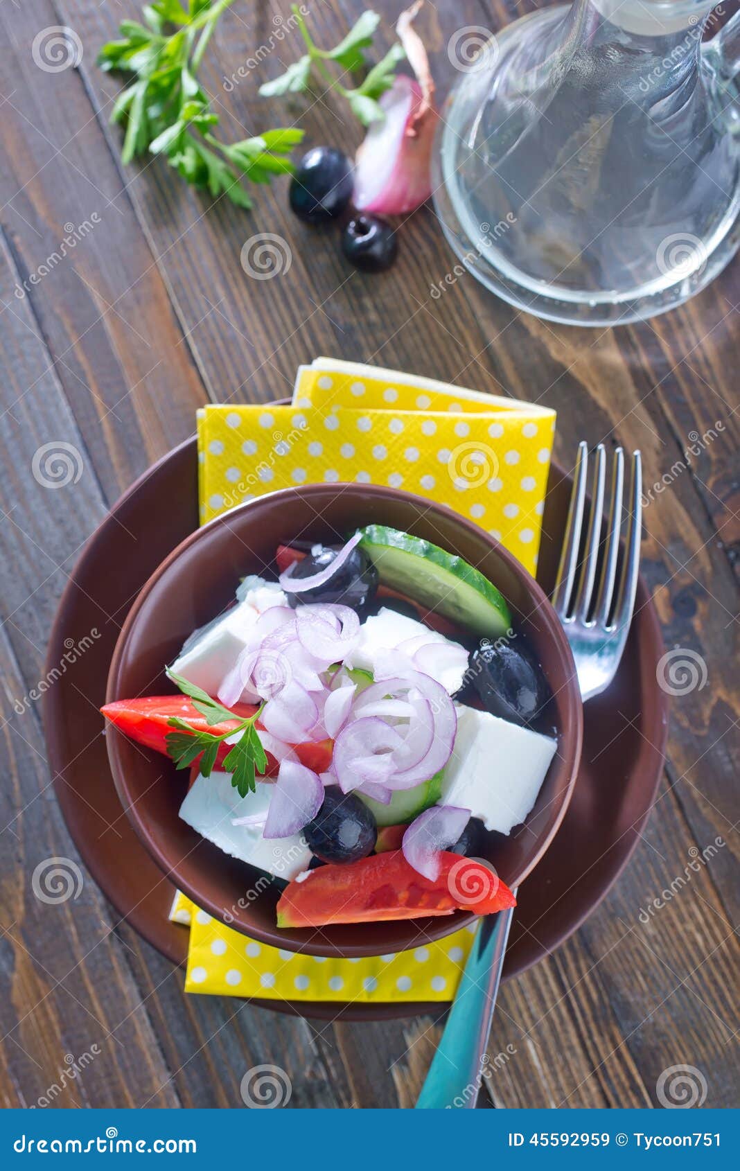 Greek salad stock image. Image of dinner, garnish, diet - 45592959