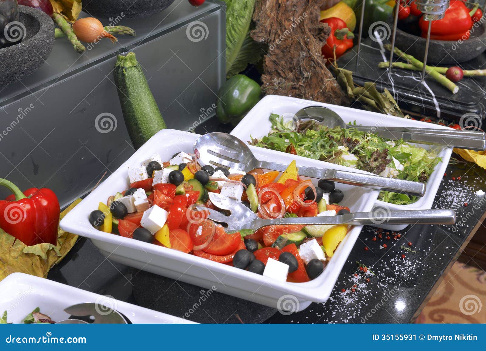 Greek Salad on a Buffet Table Stock Image - Image of plate, cafe: 35155931