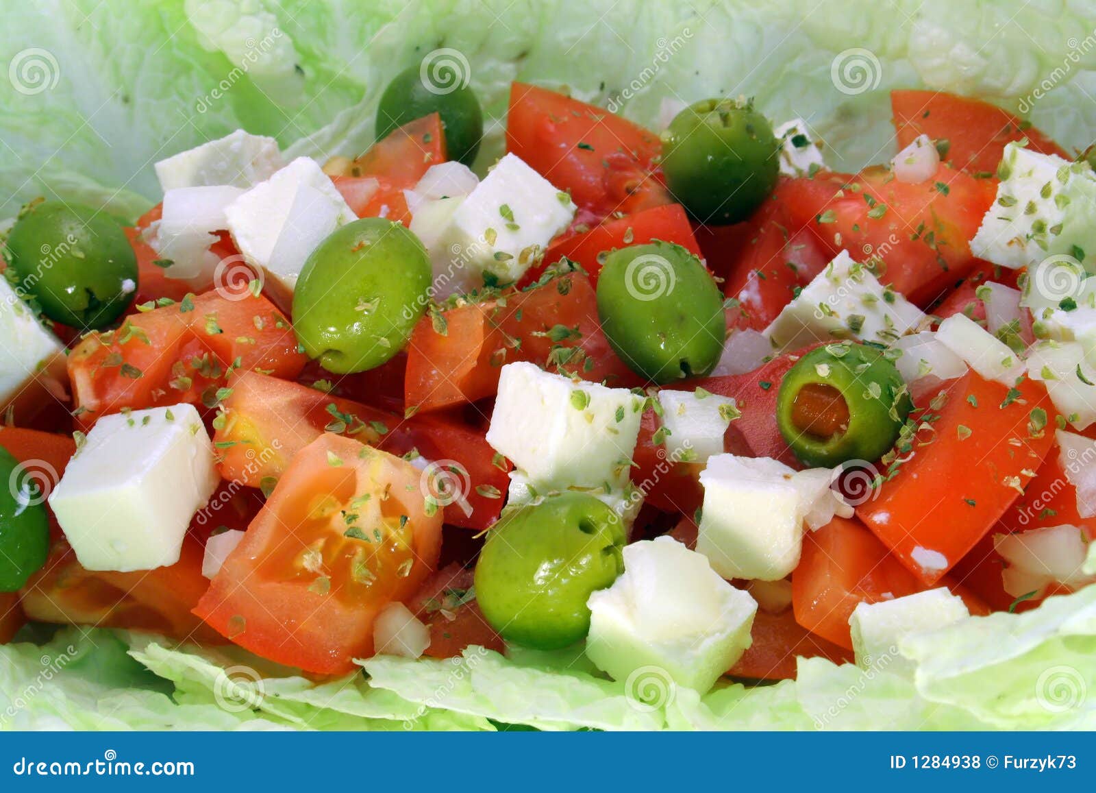 Greek salad macro stock photo. Image of apetitem, feta - 1284938