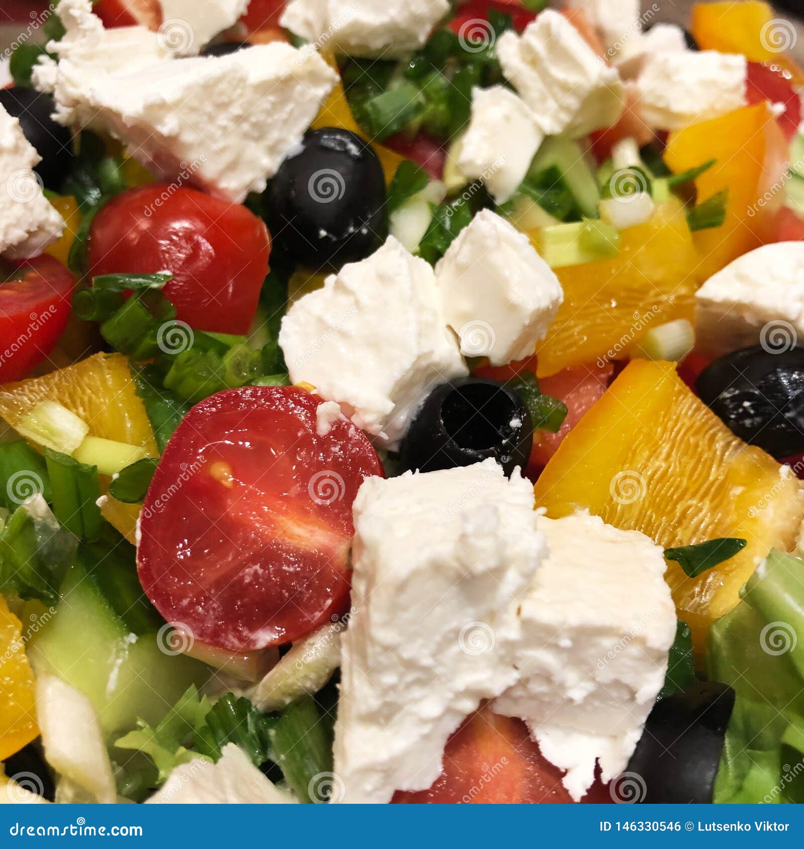 Cool greek salad macro stock photo. Image of healthy - 146330546
