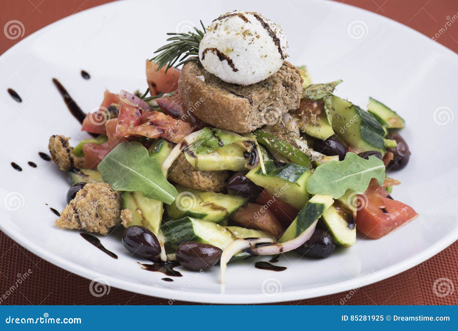 Greek Salad with Mizithra Cheese 2 Stock Image - Image of catchy, greek ...