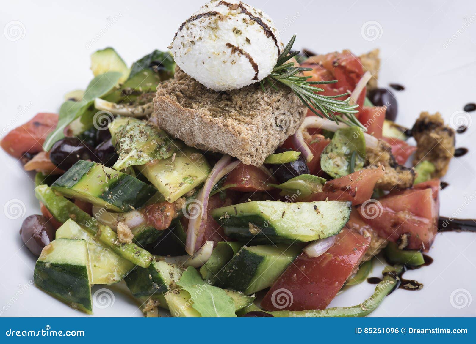 Greek Salad with Mizithra Cheese 3 Stock Photo - Image of appetizing ...