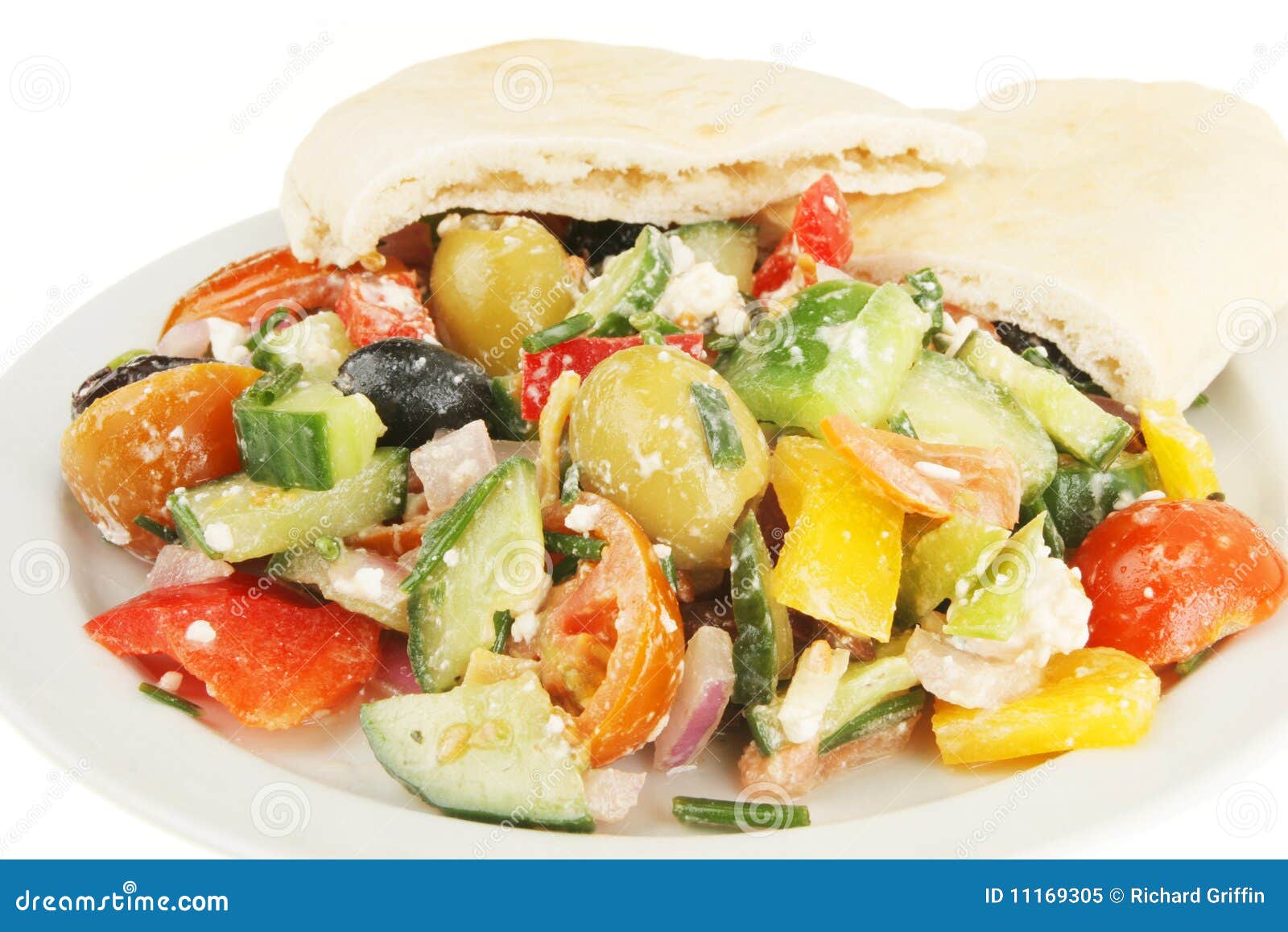 Greek Salad and Pitta Bread Closeup Stock Image - Image of pitta, cold ...
