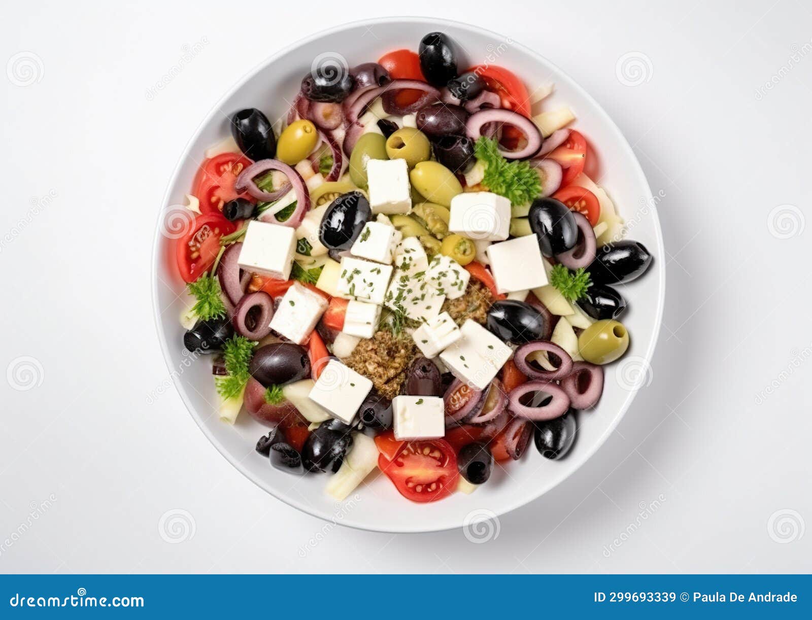 Greek Salad with Vegetables on the White Background Stock Illustration ...